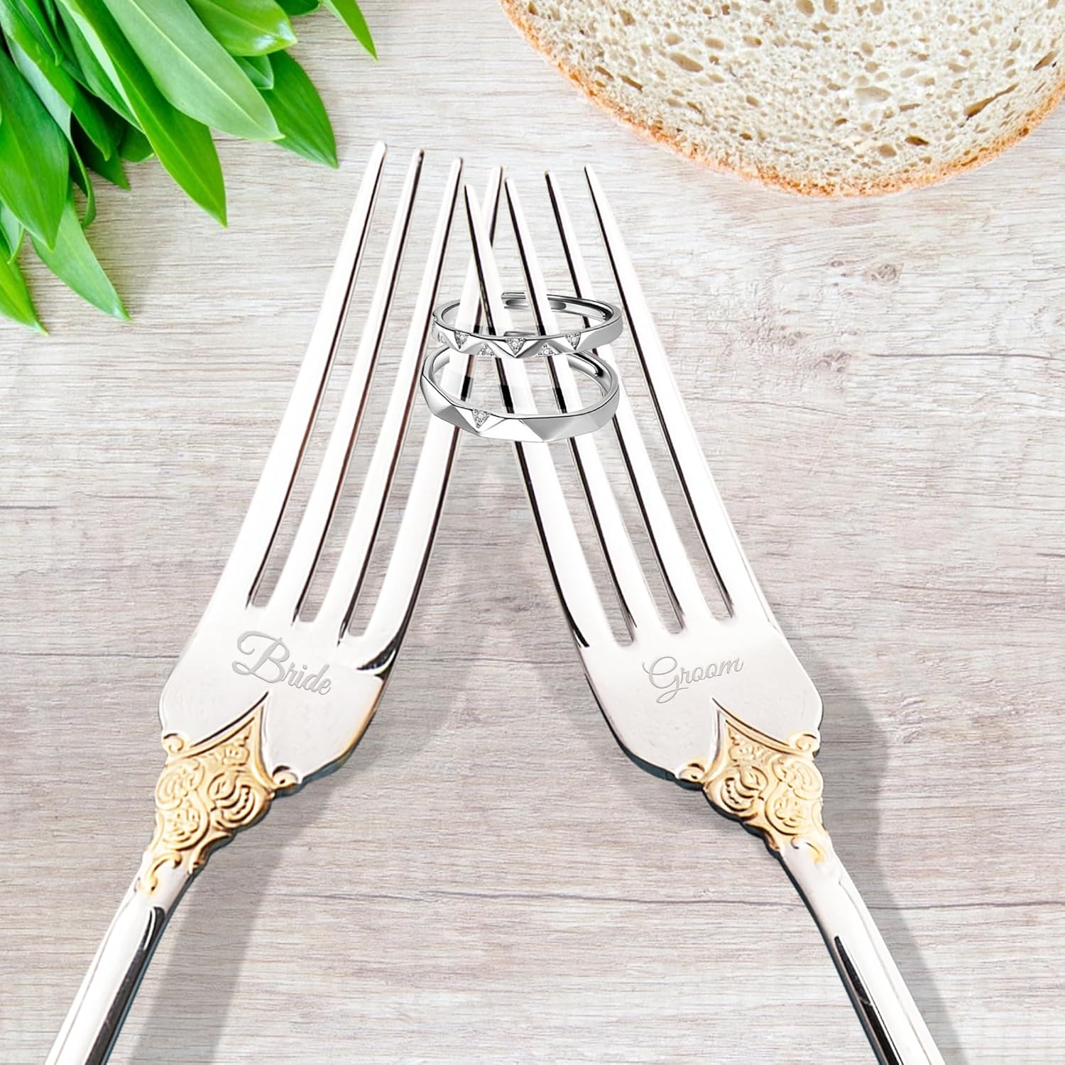 Amazon.com: Wedding Cake Forks For Bride and Groom,Laser Engraving Fork ...
