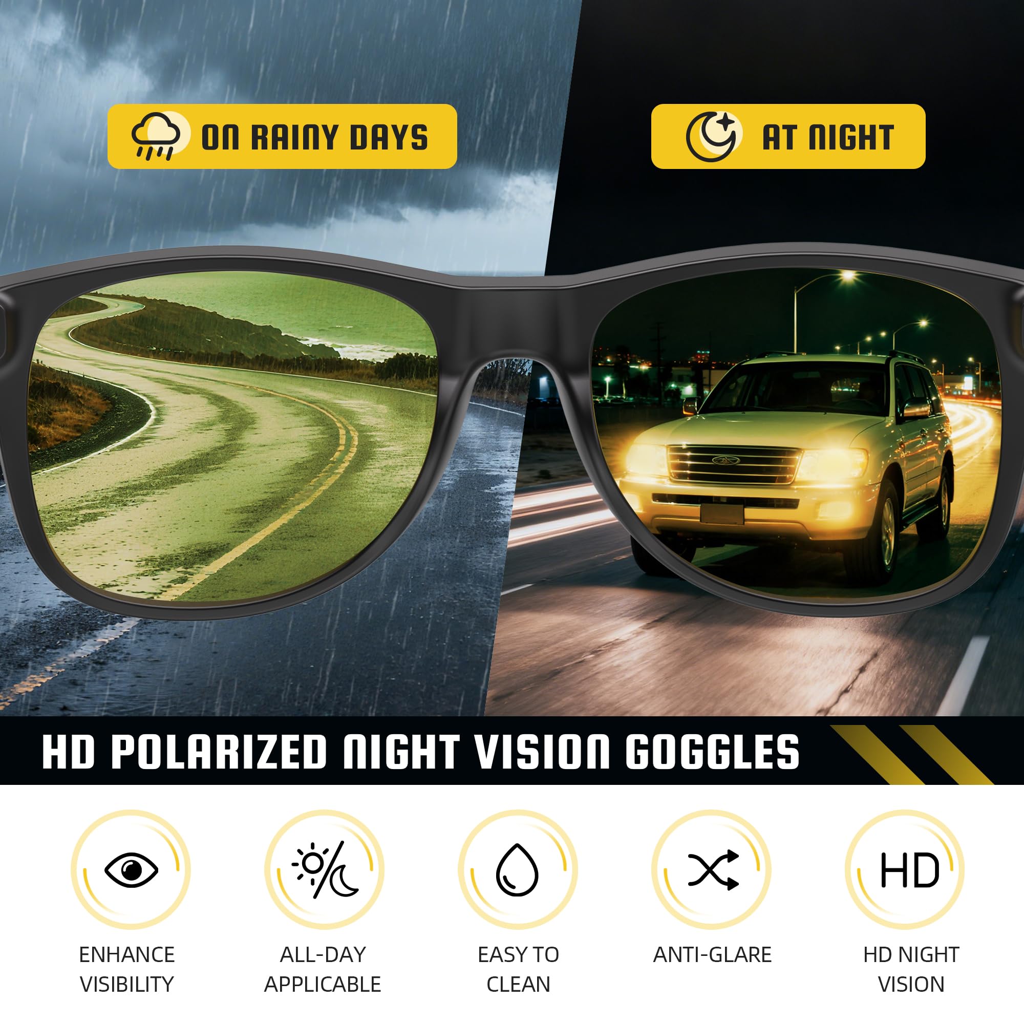Snapklik.com : FEIDUSUN Night Driving Glasses For Men Women-Anti Glare ...