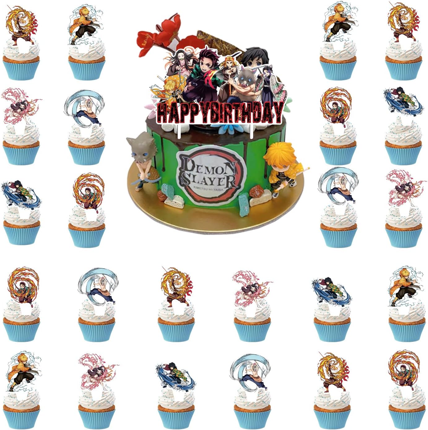 Japanese Anime Cake Toppers 25PCS Cupcake Toppers Cake Decorations ...