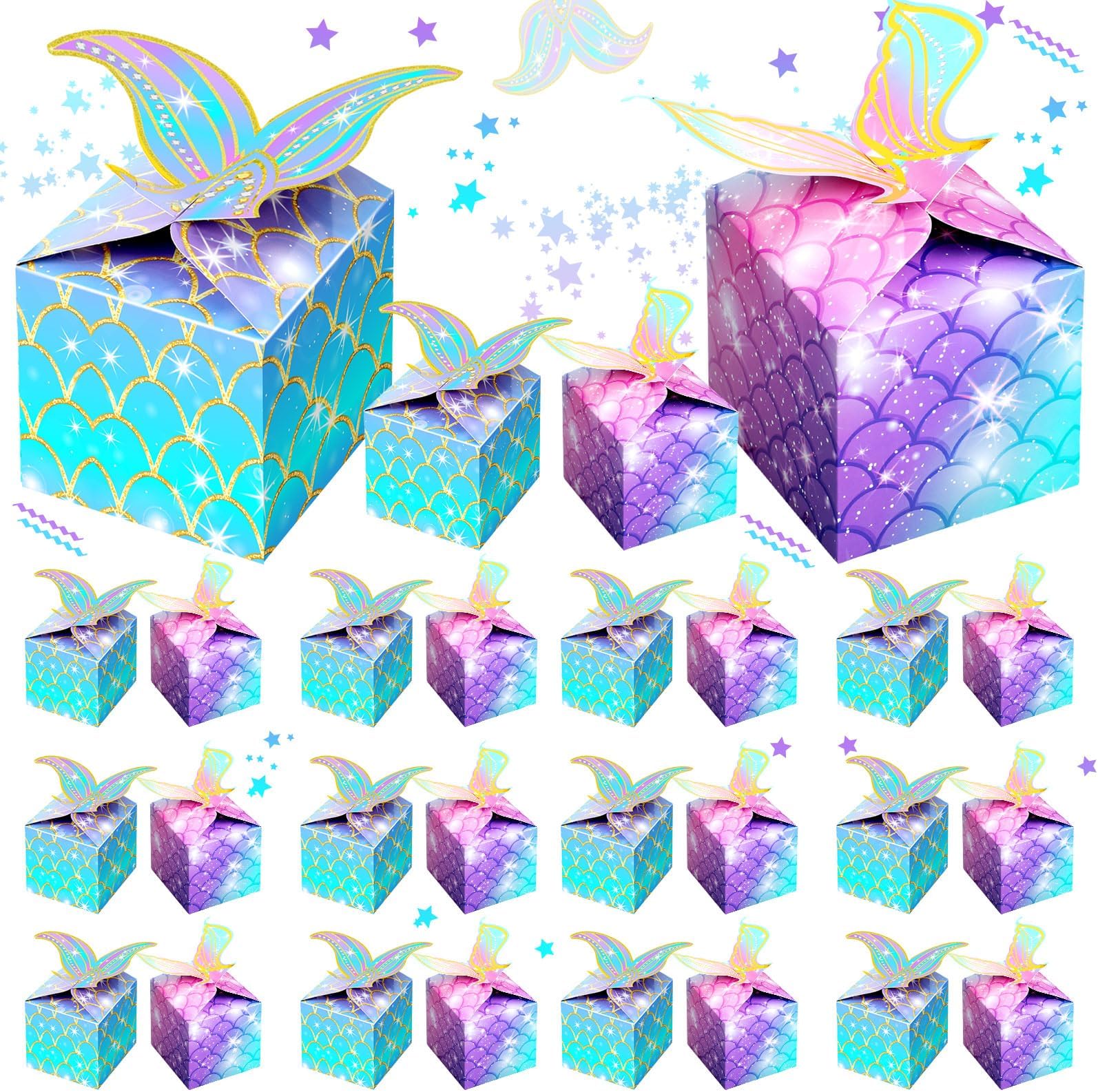 Amazon.com: 12 Packs Mermaid Party Treat Gift Boxes Under The Sea Theme ...