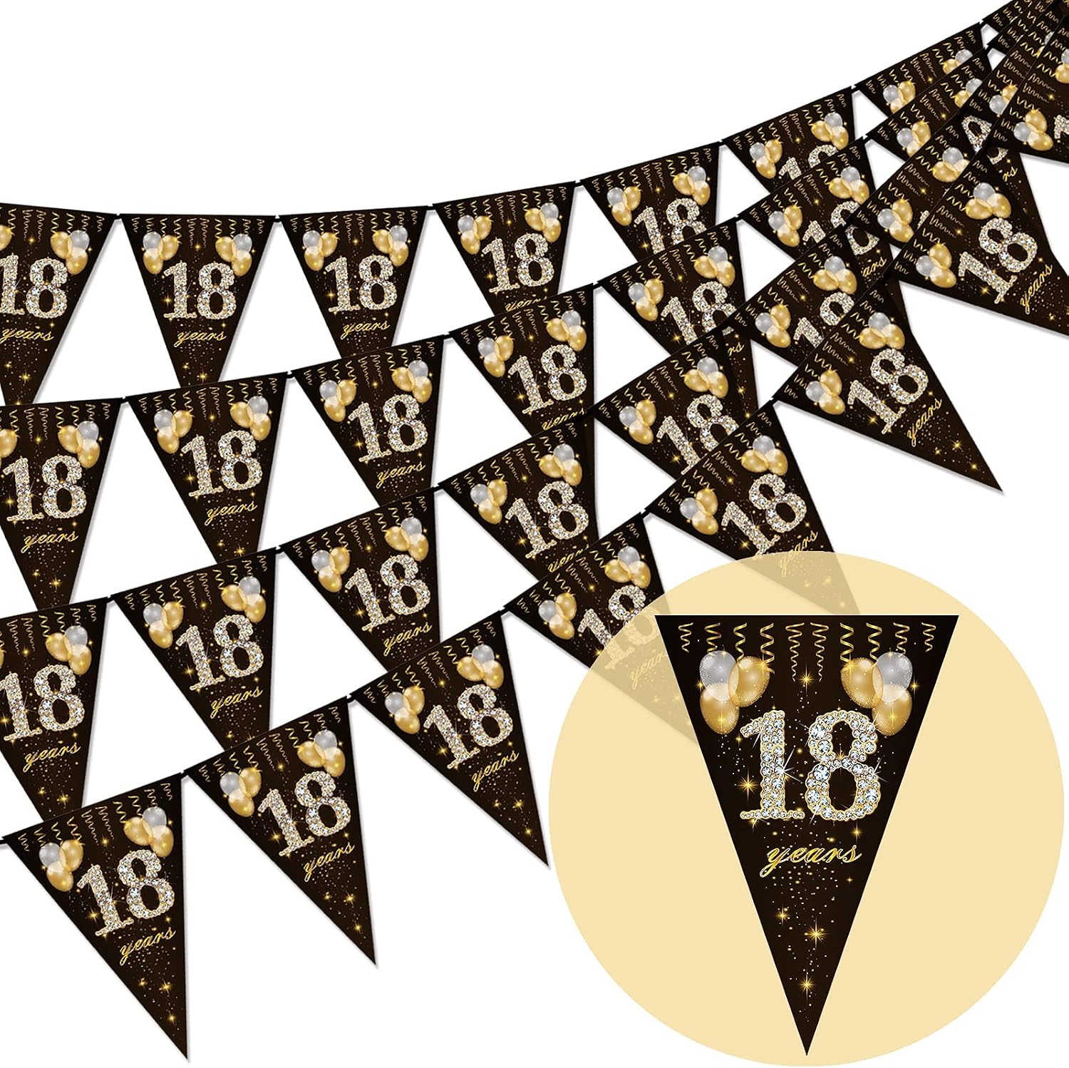 Banderines de cumpleaños número 18, banderines de la suerte, 40 piezas ...