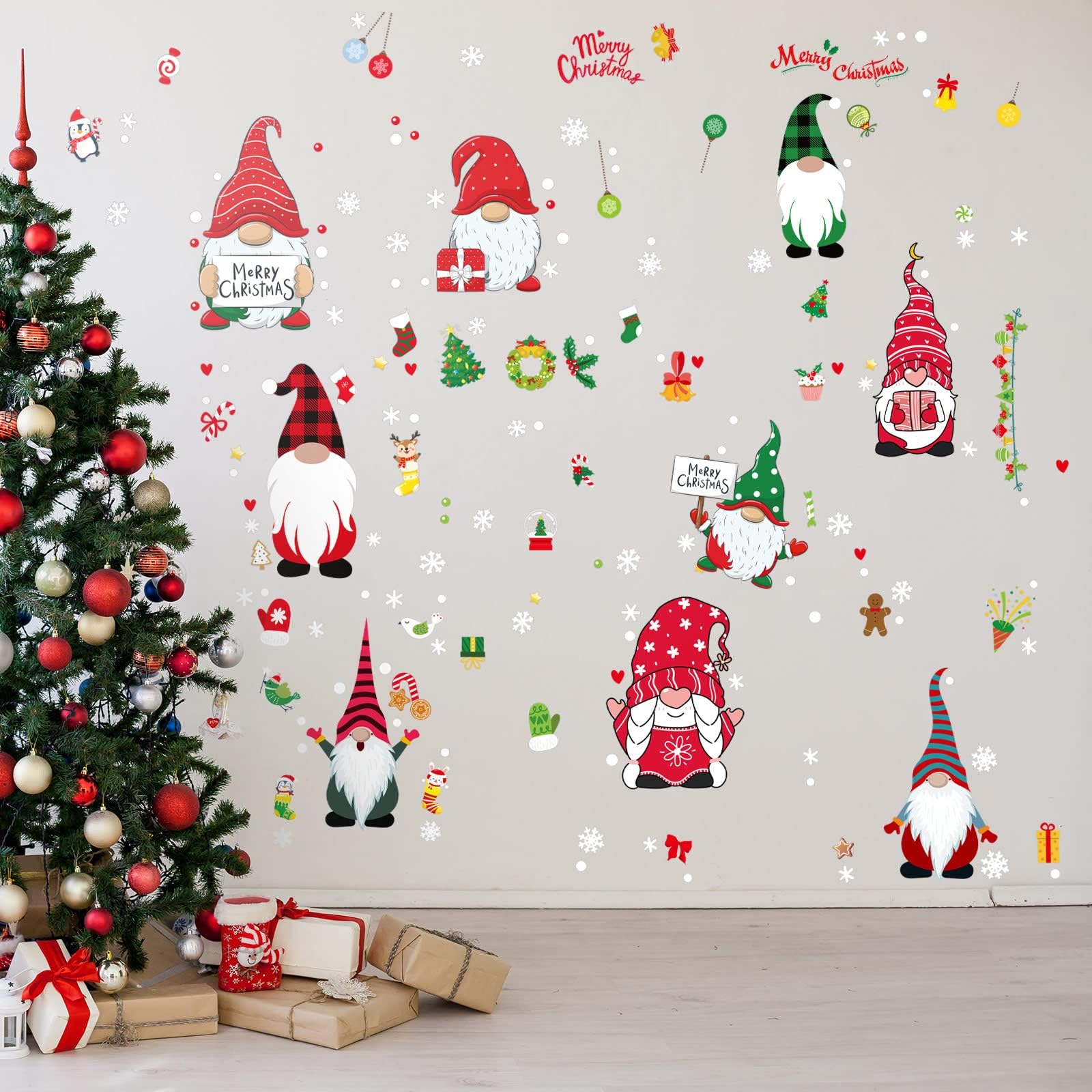 Amazon.com: 8 Sheets Christmas Wall Decals Stickers Xmas Window Decals ...
