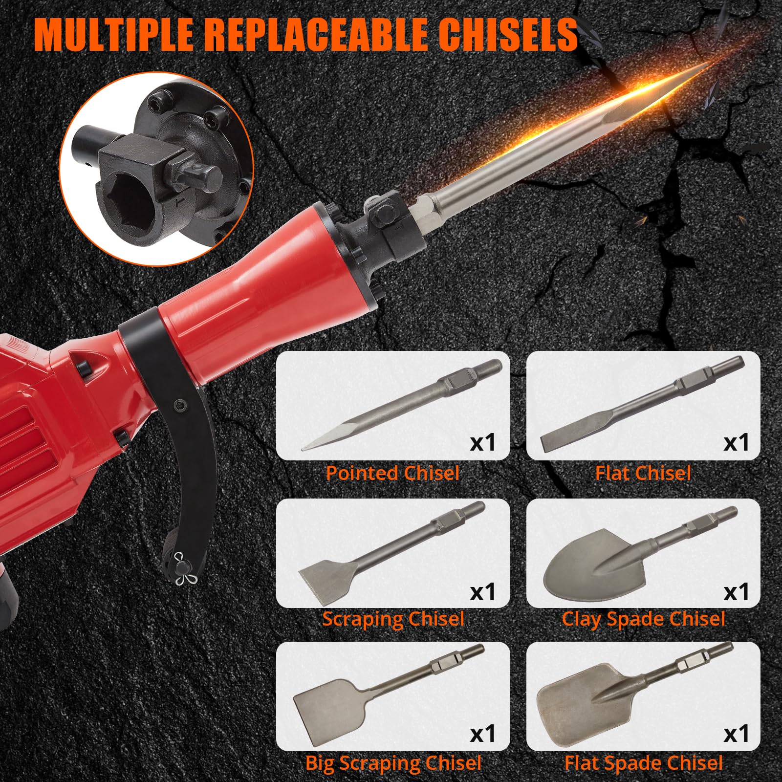 Snapklik.com : 3600W Demolition Jack Hammer Metal Concrete Breaker Jack ...