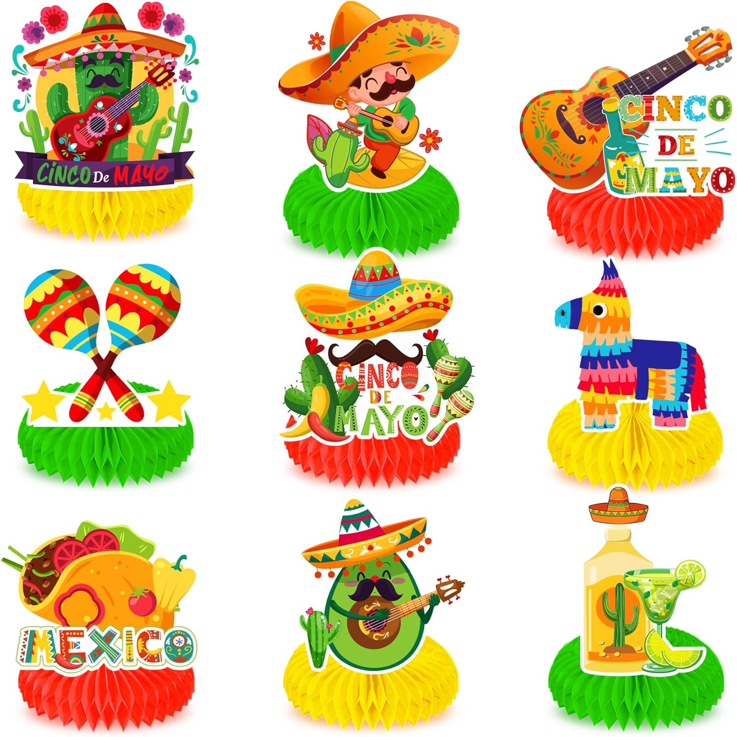 Amazon.com: PHOGARY Fiesta Party Decorations 9PCS Cinco De Mayo ...