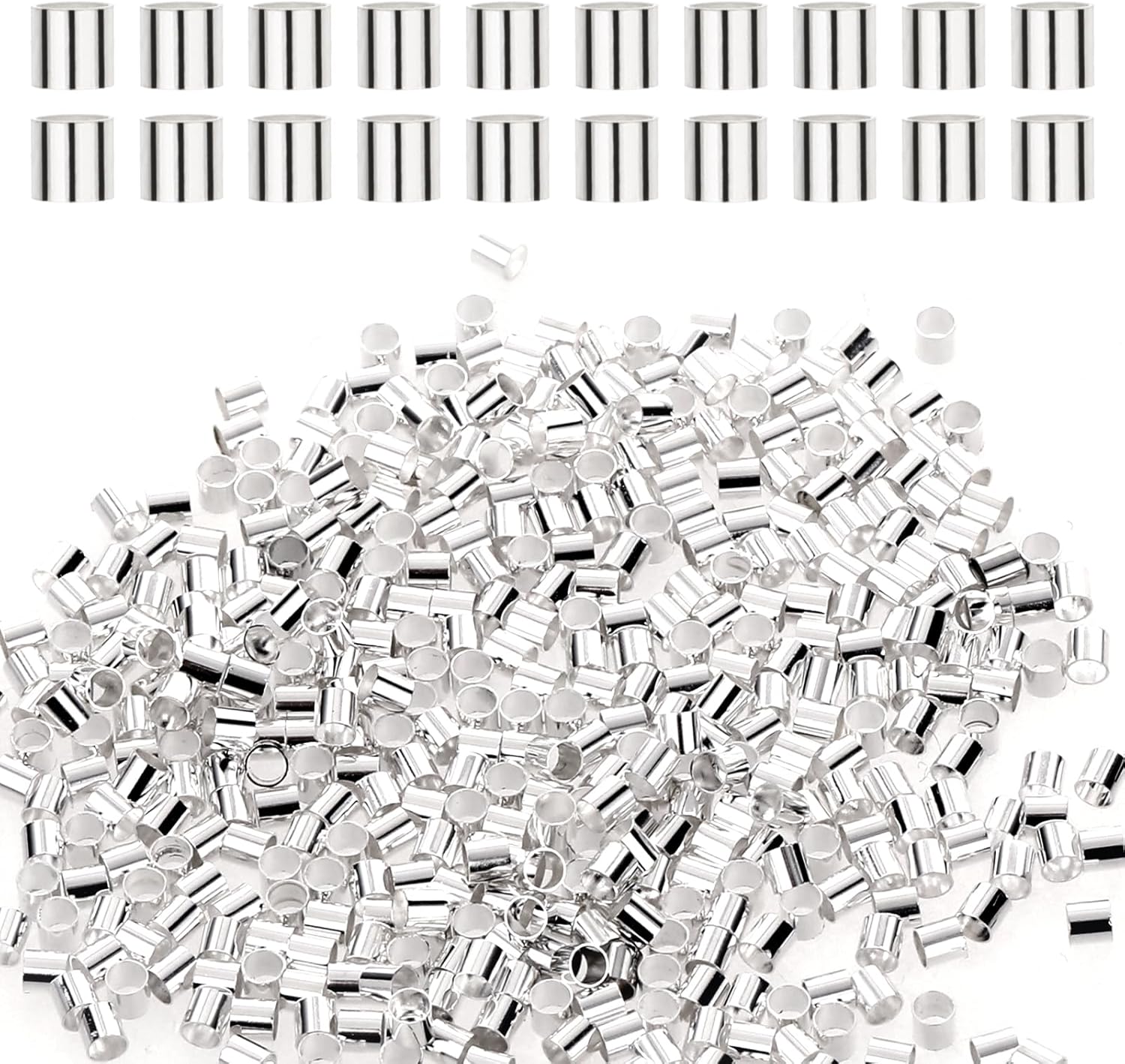 Amazon.com: 500 PCS Tube Crimp Beads, 2mm Column Metal Beads Crimp ...