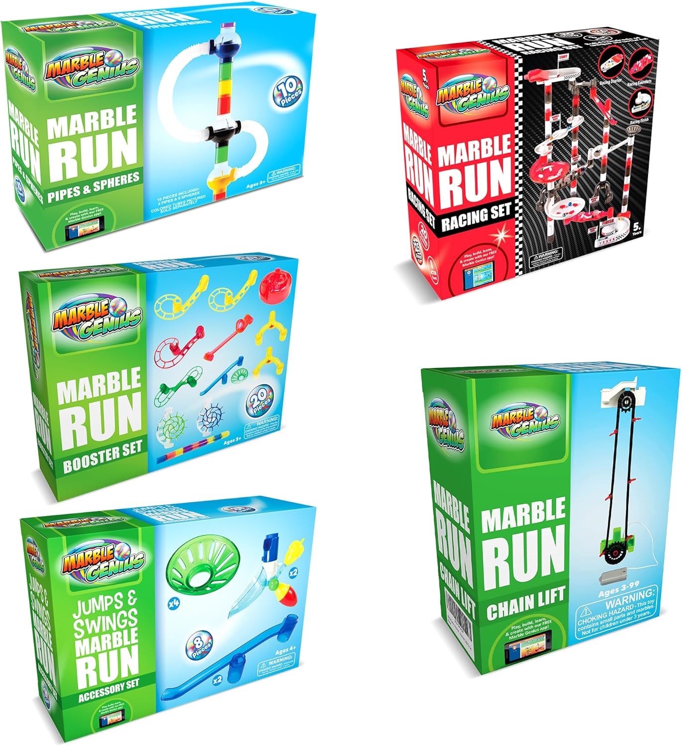 Amazon.com: Marble Genius Bundle: Marble Run Racing Set (125 Pieces ...