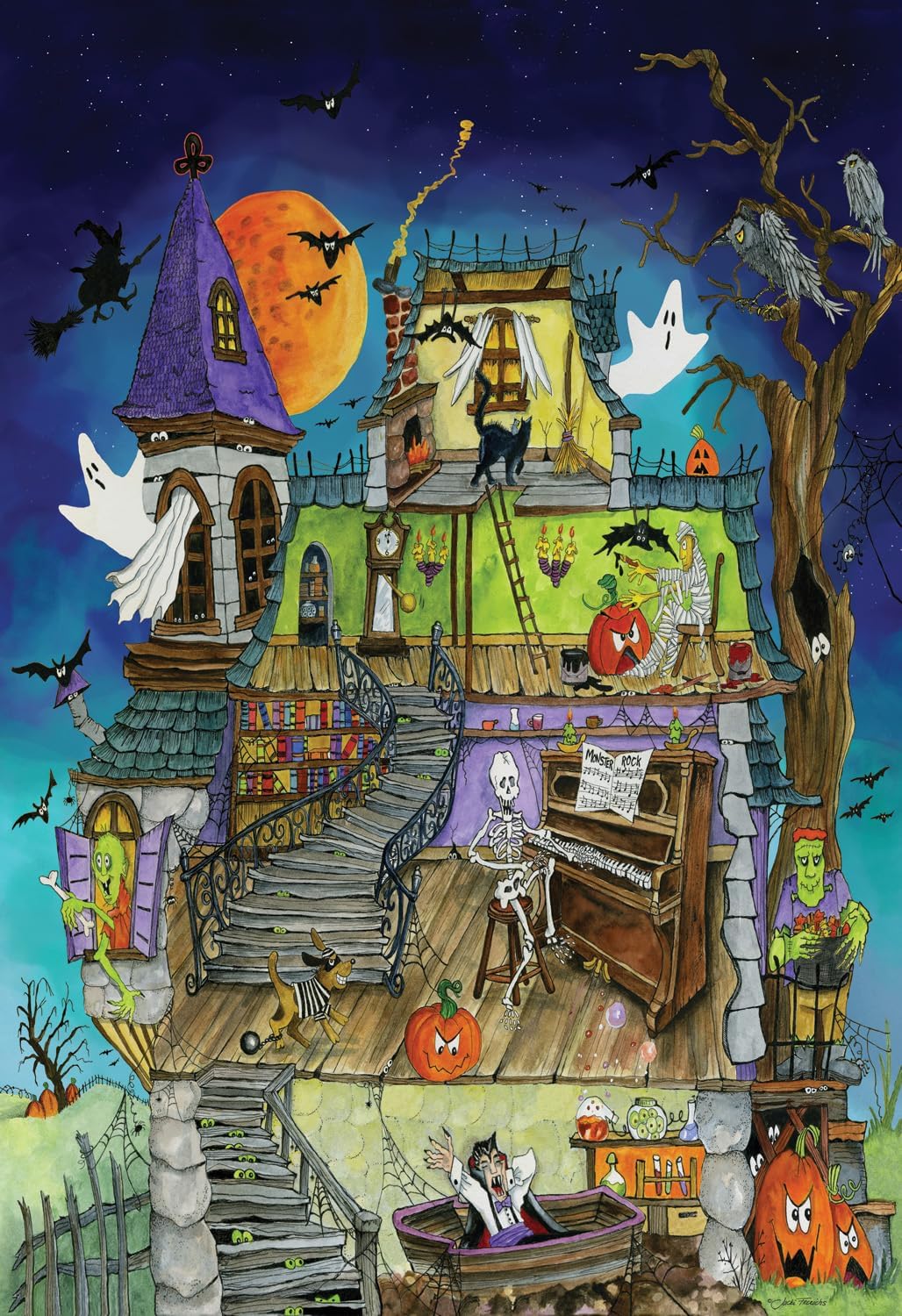 Amazon.com: Spooky Halloween Jigsaw Puzzle 100 Piece by Vermont ...