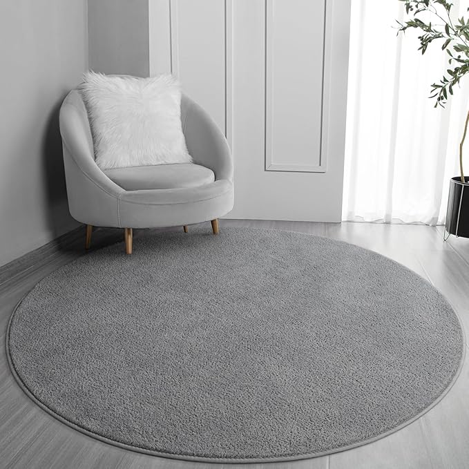 Amazon.com: FlyDOIT Round Area Rugs for Bedroom Living Room, 4x4 Grey ...