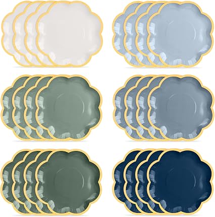 Amazon.com: 60 Pcs Dusty Blue Sage Green Color Paper Plates - Green ...