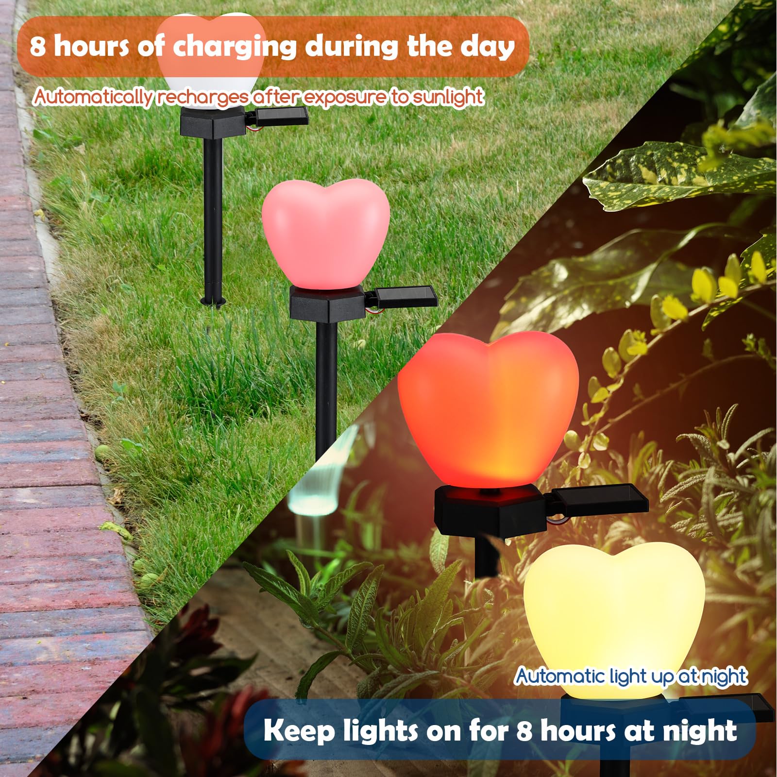 Snapklik.com : 12 Pack Valentines Day Solar Lights, Heart Waterproof ...