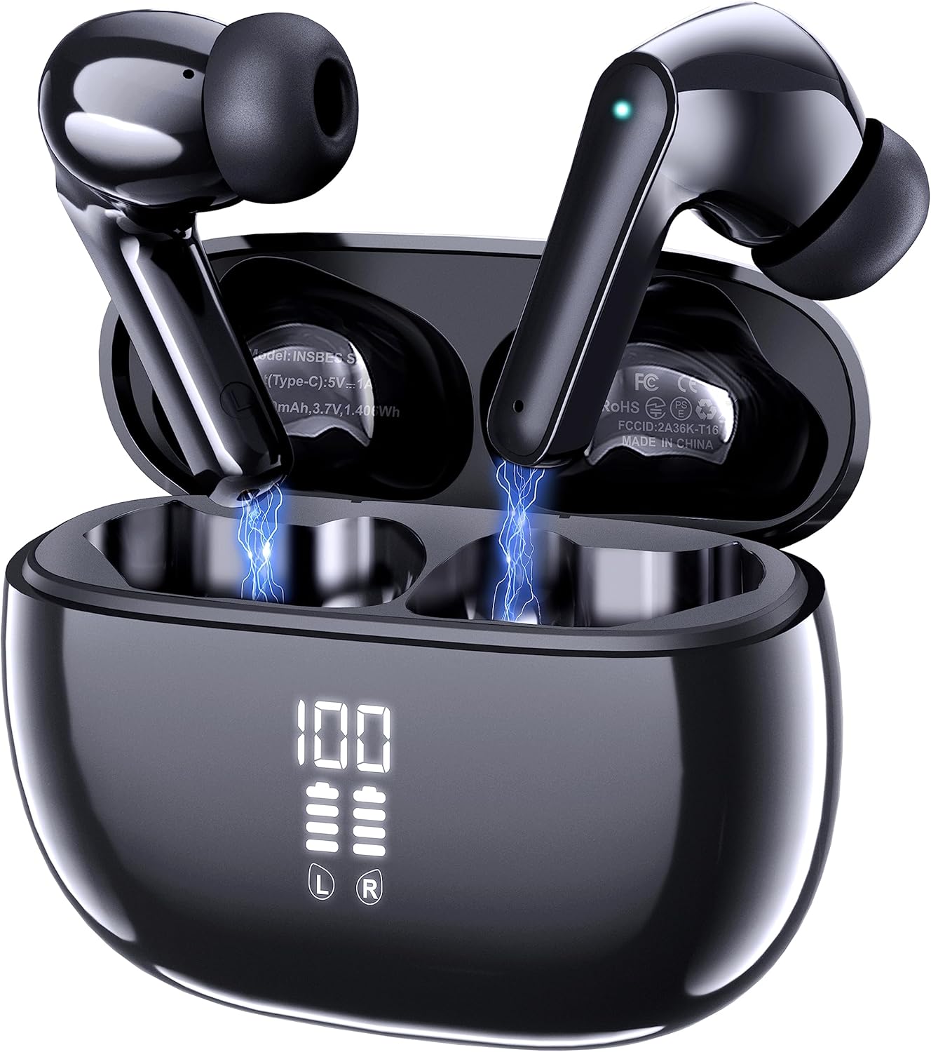 JBMI Wireless Earbuds Bluetooth Earphones, 60H Deep Bass Ear Buds with ...