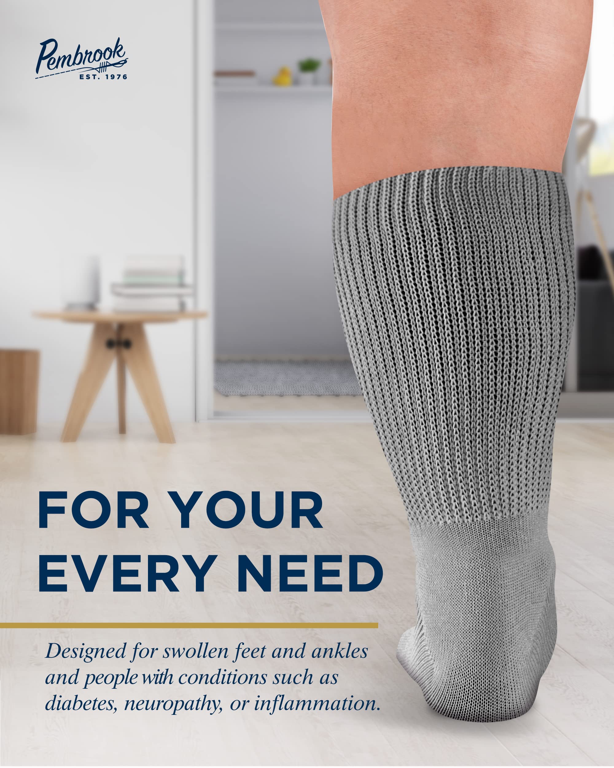 Snapklik.com : Pembrook Extra Wide Socks For Swollen Feet