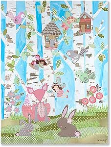 Amazon.com: Oopsy Daisy Birch Tree Fairies-Fox & Bunny Friends 14x18 ...