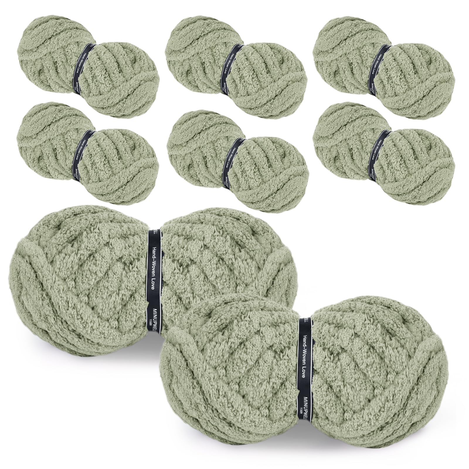 8 Packs Jumbo Chunky Chenille Yarn - 1820g(64oz) 254 Yards (761ft ...