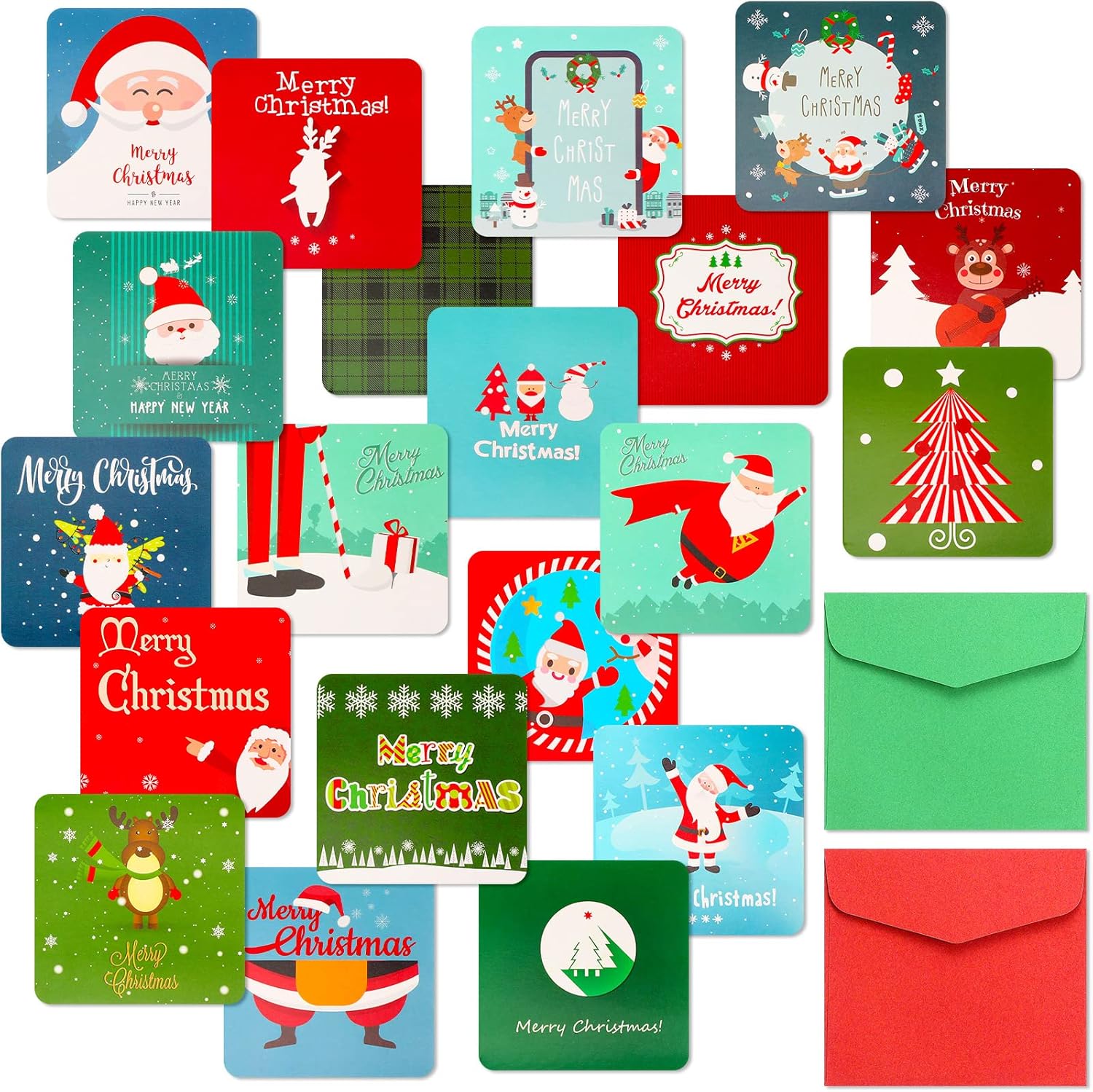 Amazon.com : Crtiin 300 Set Mini Christmas Cards with Envelopes for ...