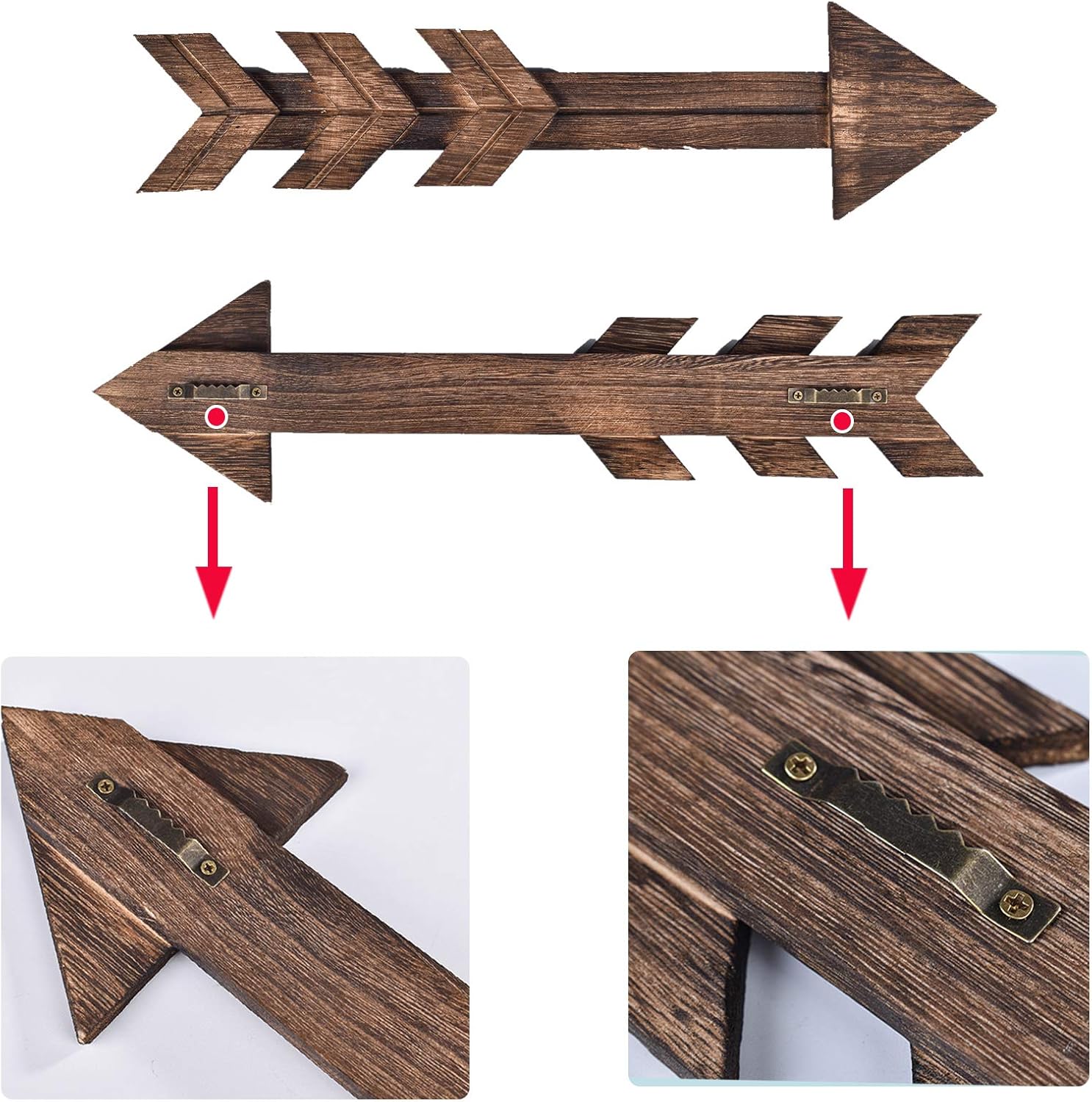 JINGYUANUS Rustic Wood Arrow Sign Wall Decor, 15″ X 4″ Farmhouse Wall ...