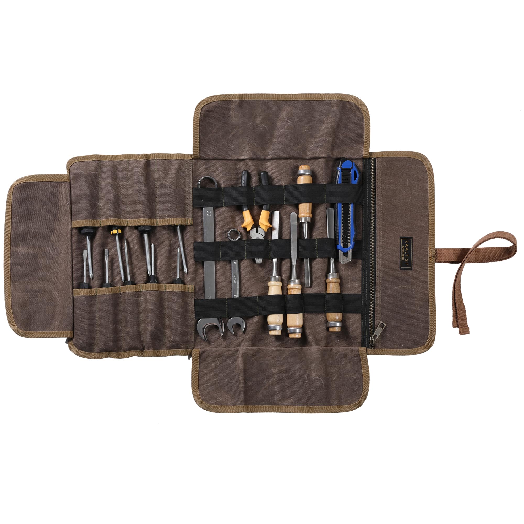 Amazon.com: Tool Roll Pouch, Heavy Duty 16OZ Waxed Canvas Tool Bag Roll ...