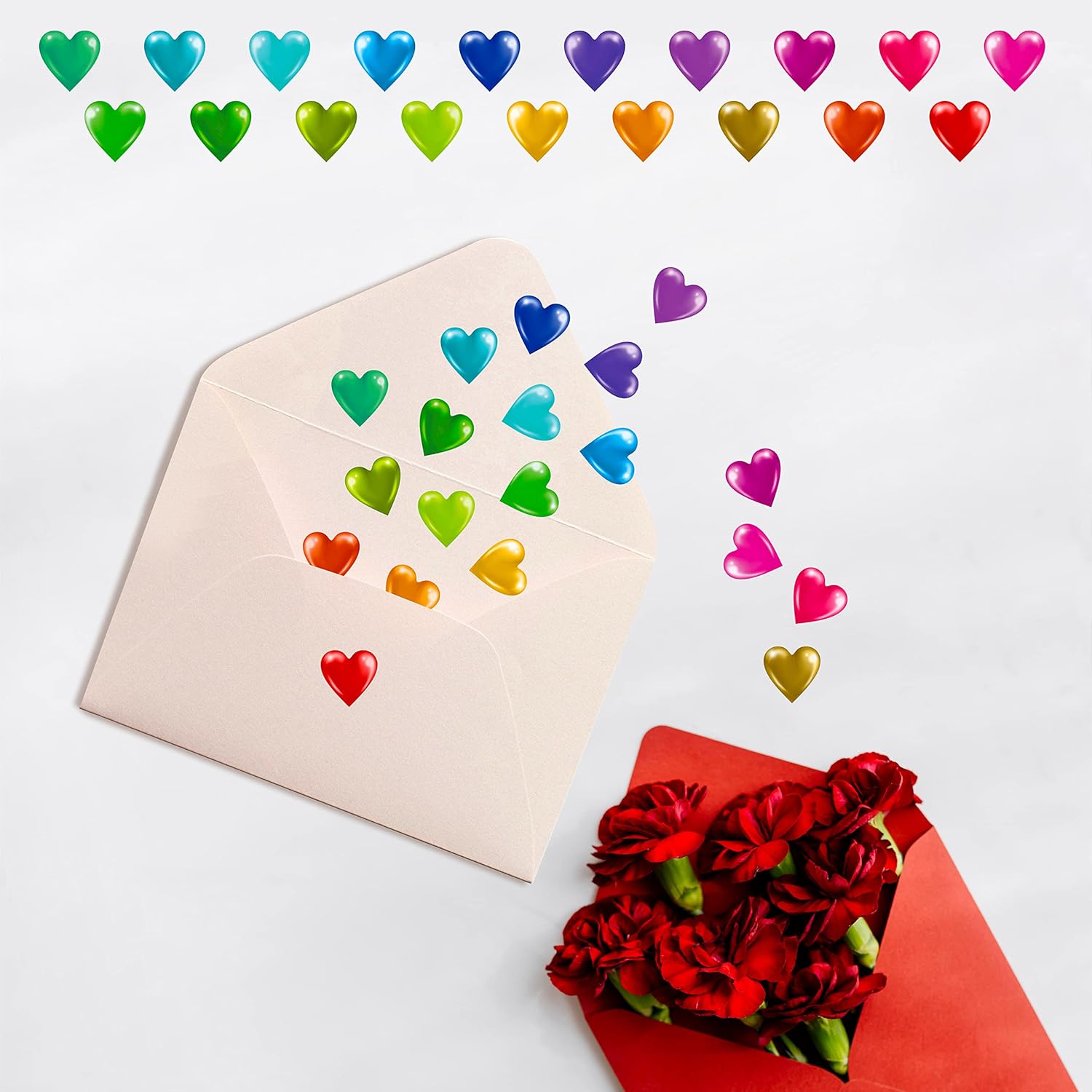 Amazon.com: 1810 PCS Heart-Shaped Stickers, Colorful Heart Stickers ...