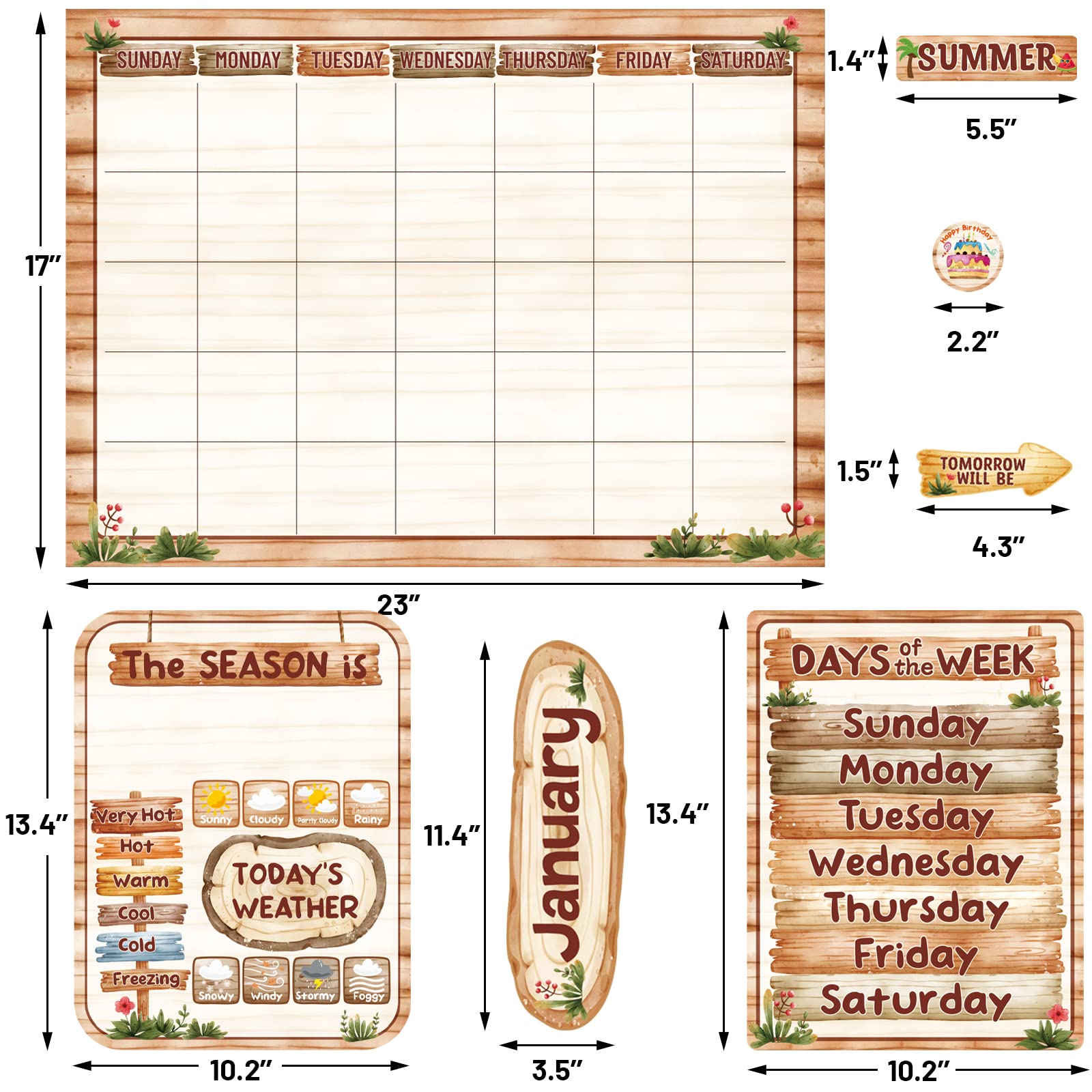 Rustic Classroom Bulletin Board Rustic Flip Calendar Set - Farmhouse ...