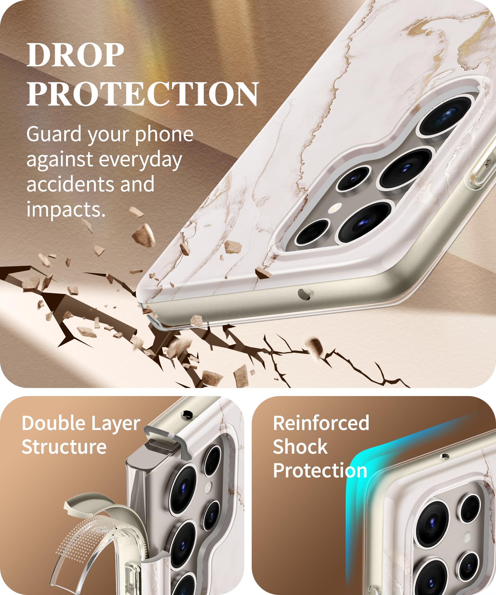 Snapklik.com : GVIEWIN Designed For Samsung Galaxy S24 Ultra Case, Built-in Screen Protector ...