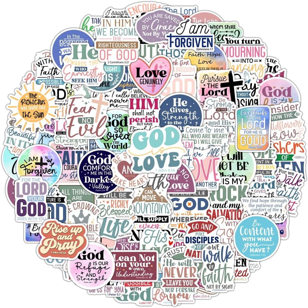 Amazon.com: ZouAimiao 200 Pcs Jesus Christian Stickers, Bible Verse ...