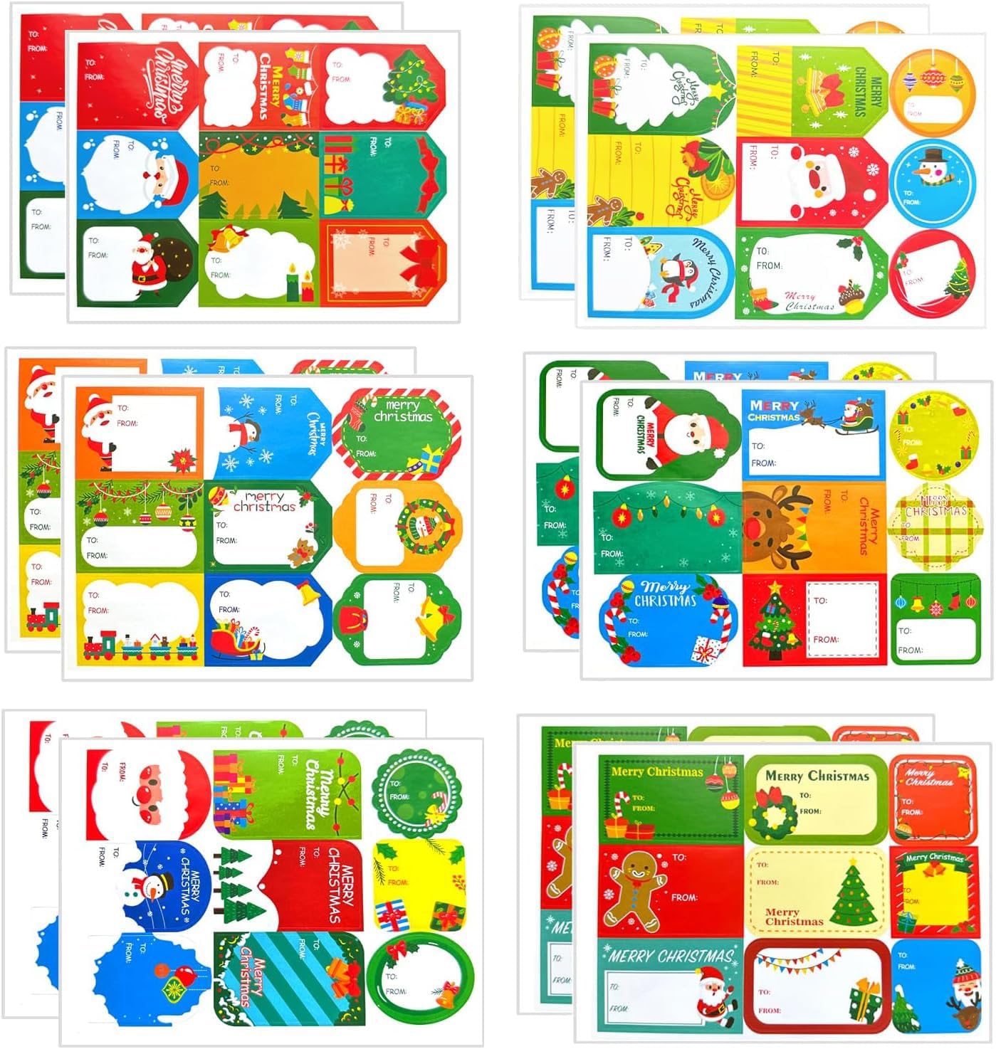 Amazon.com : Christmas Stickers Labels, 108Pcs Christmas Tags Labels ...