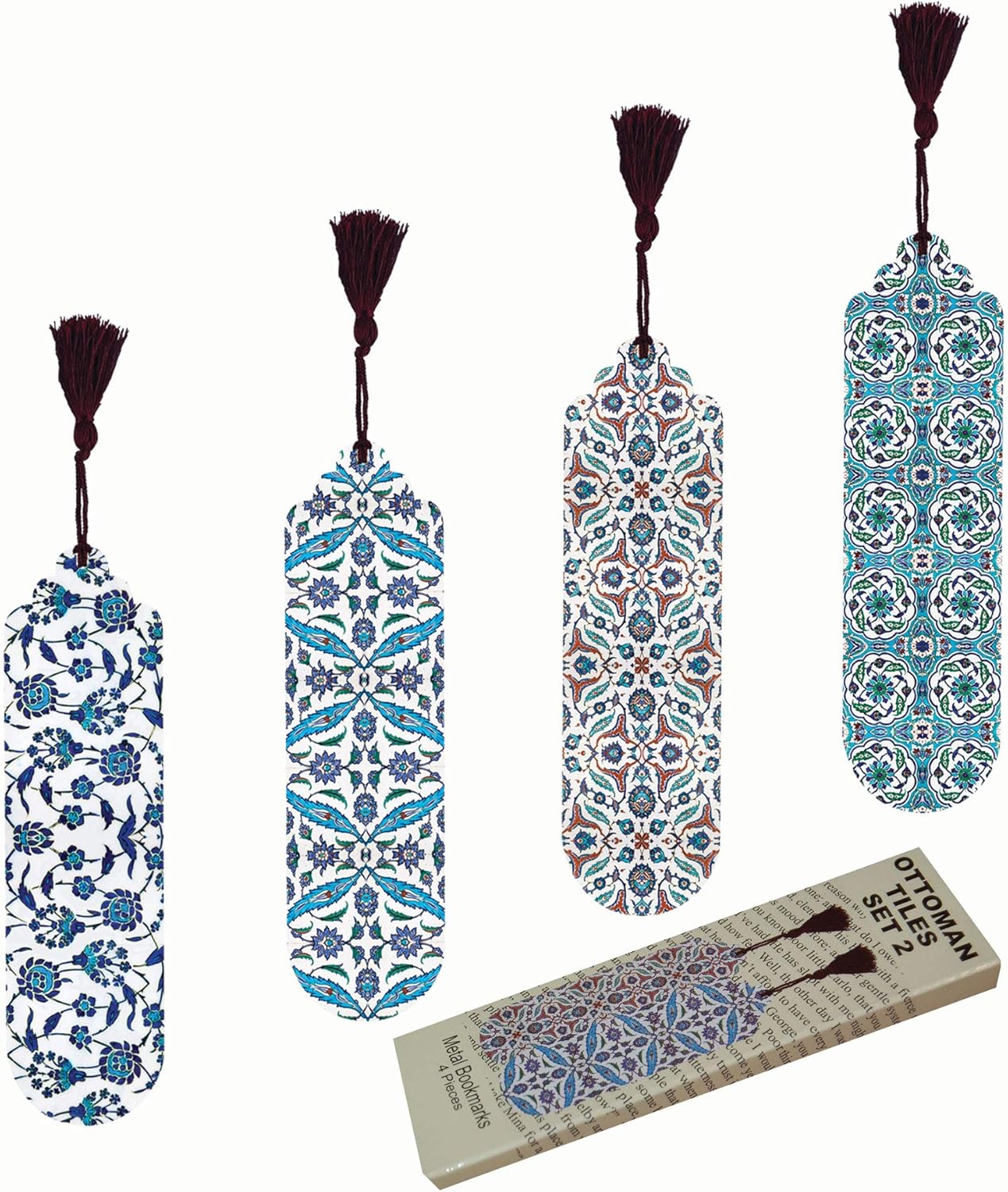 Amazon.com: Pictor Gift Ottoman Tiles Set Decorative 4 Piece Bookmark ...