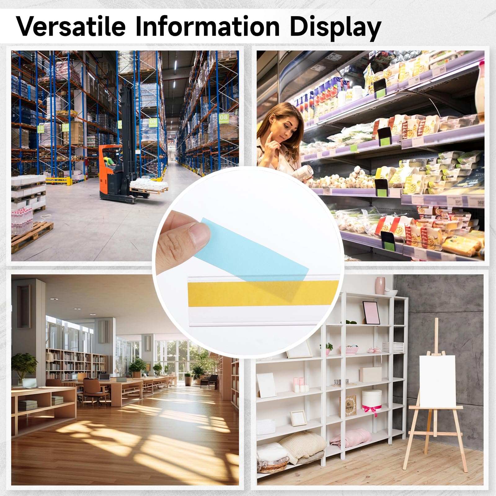 25 Pcs Shelf Label Strips, 47 x 1.25 Inches Self Adhesive Label Holders ...