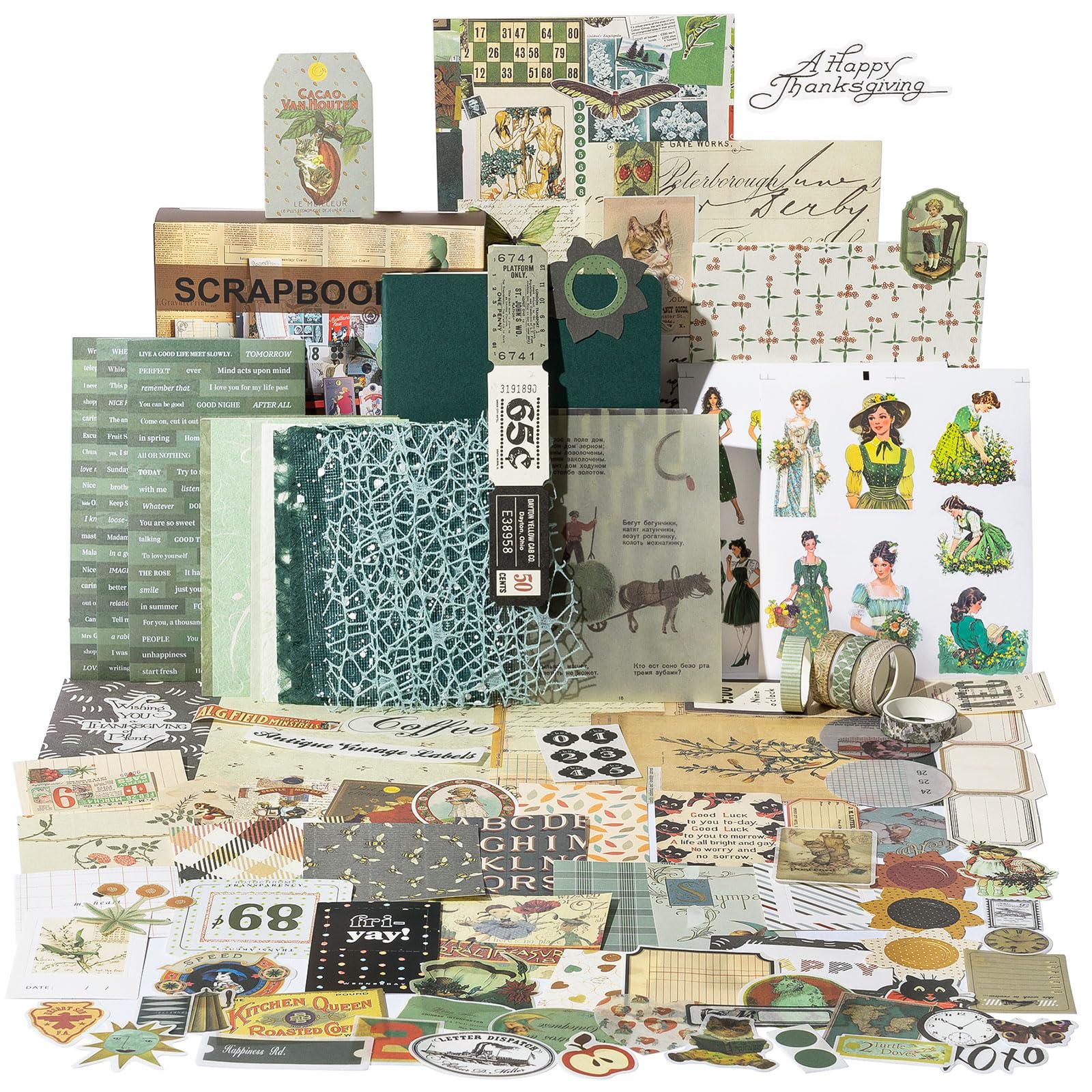 Amazon.com: YagCu Vintage Aesthetic Scrapbook Kit, Scrapbooking and ...