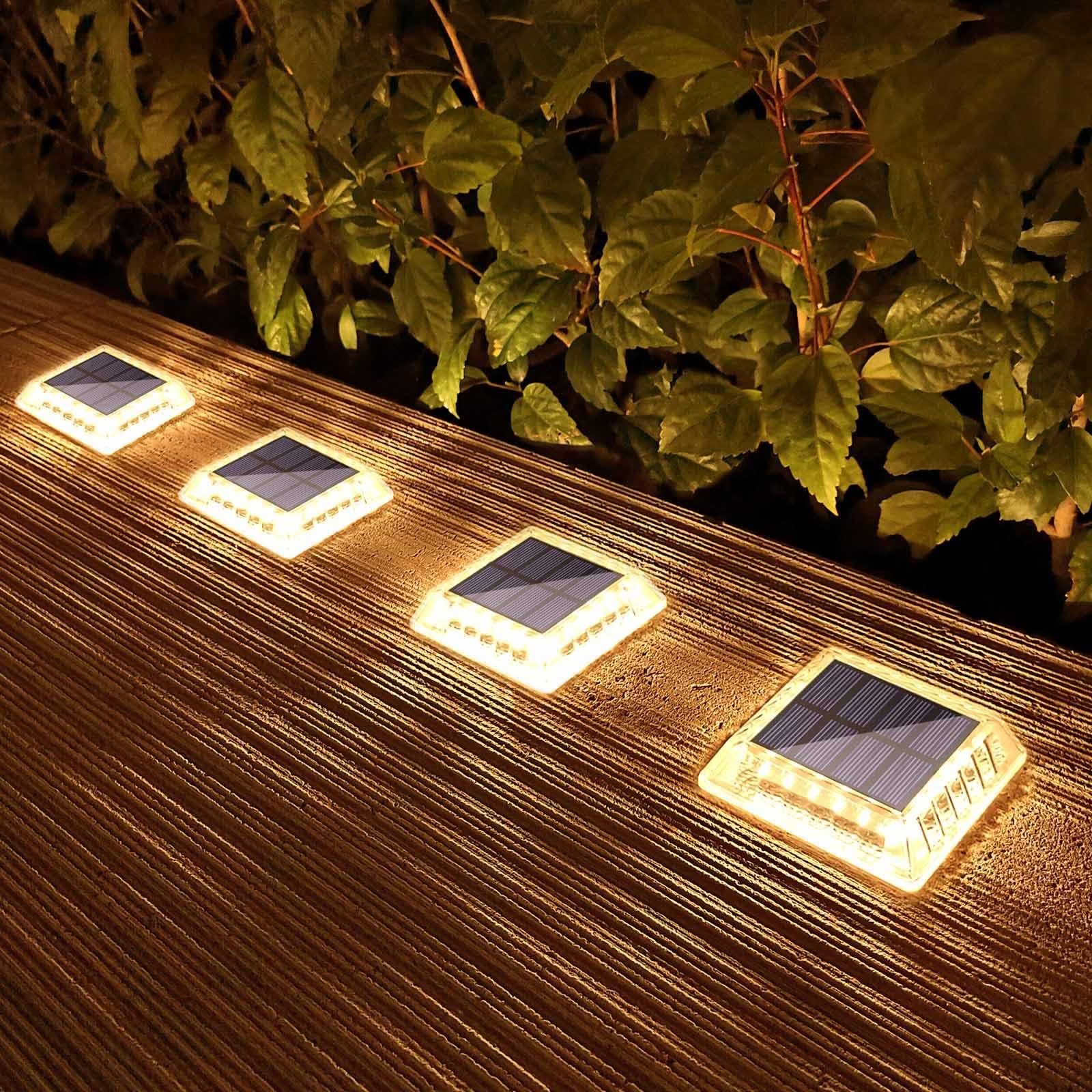 Lacasa Solar Deck Lights, 4 Pack 30LM LED Dock Lights Warm White 2700K ...
