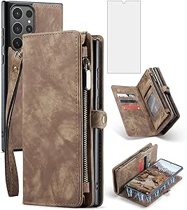 Amazon.com: Asuwish Phone Case for Samsung Galaxy S25 Ultra 5G Zipper Wallet Magnetic Detachable ...