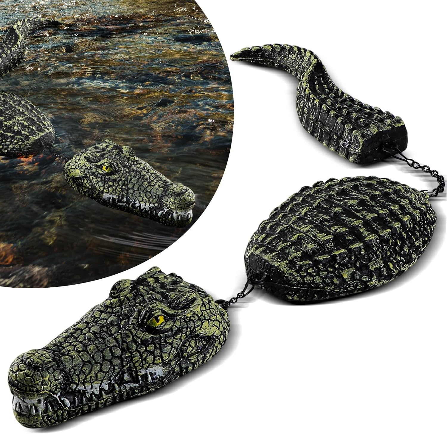 Amazon.com: EXLIPO 3-Segment Floating Alligator Decoy - Plastic Fake ...