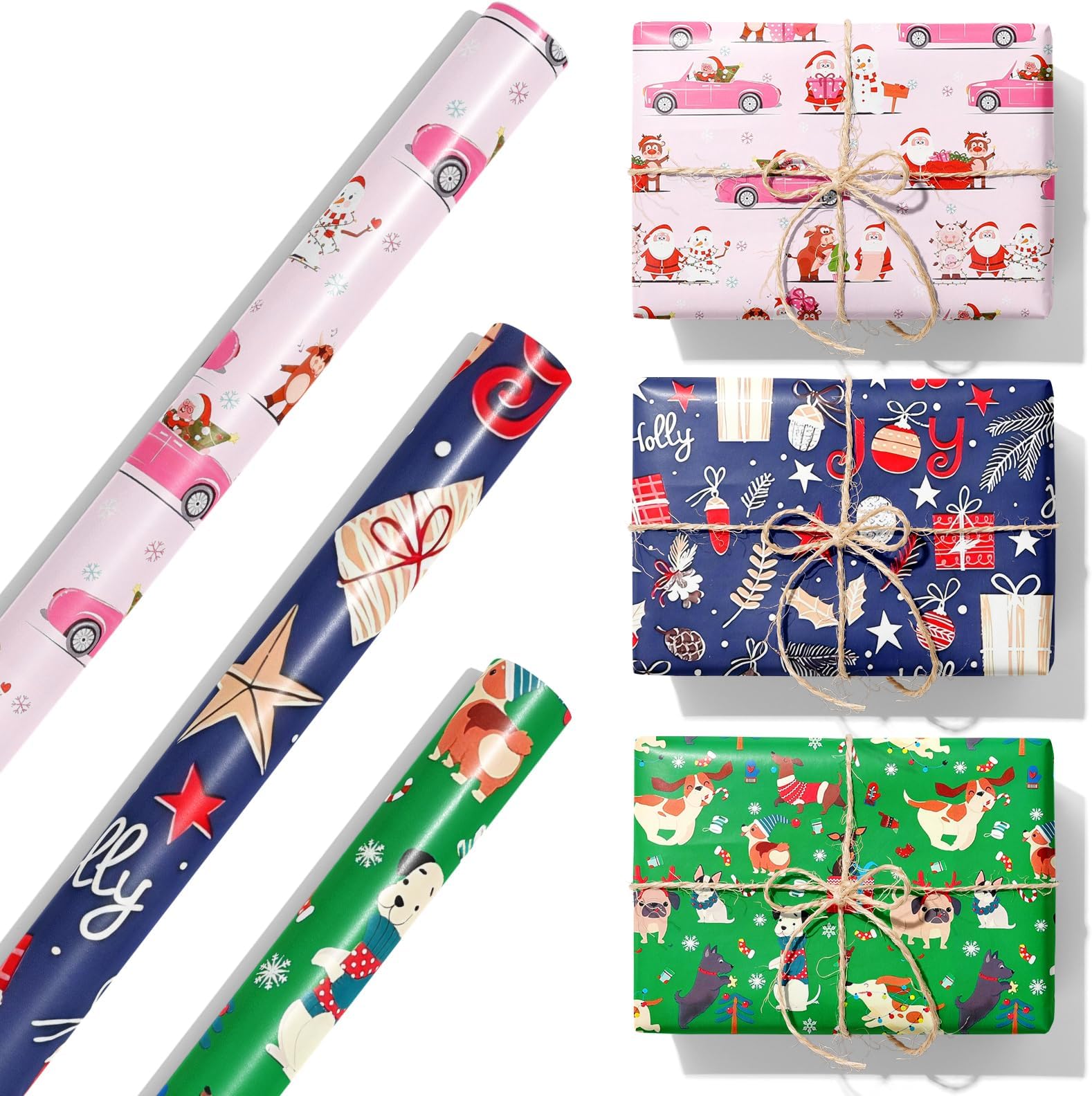 70x300CM Premium wrapping paper for Christmas - 3 rolls : Amazon.co.uk ...