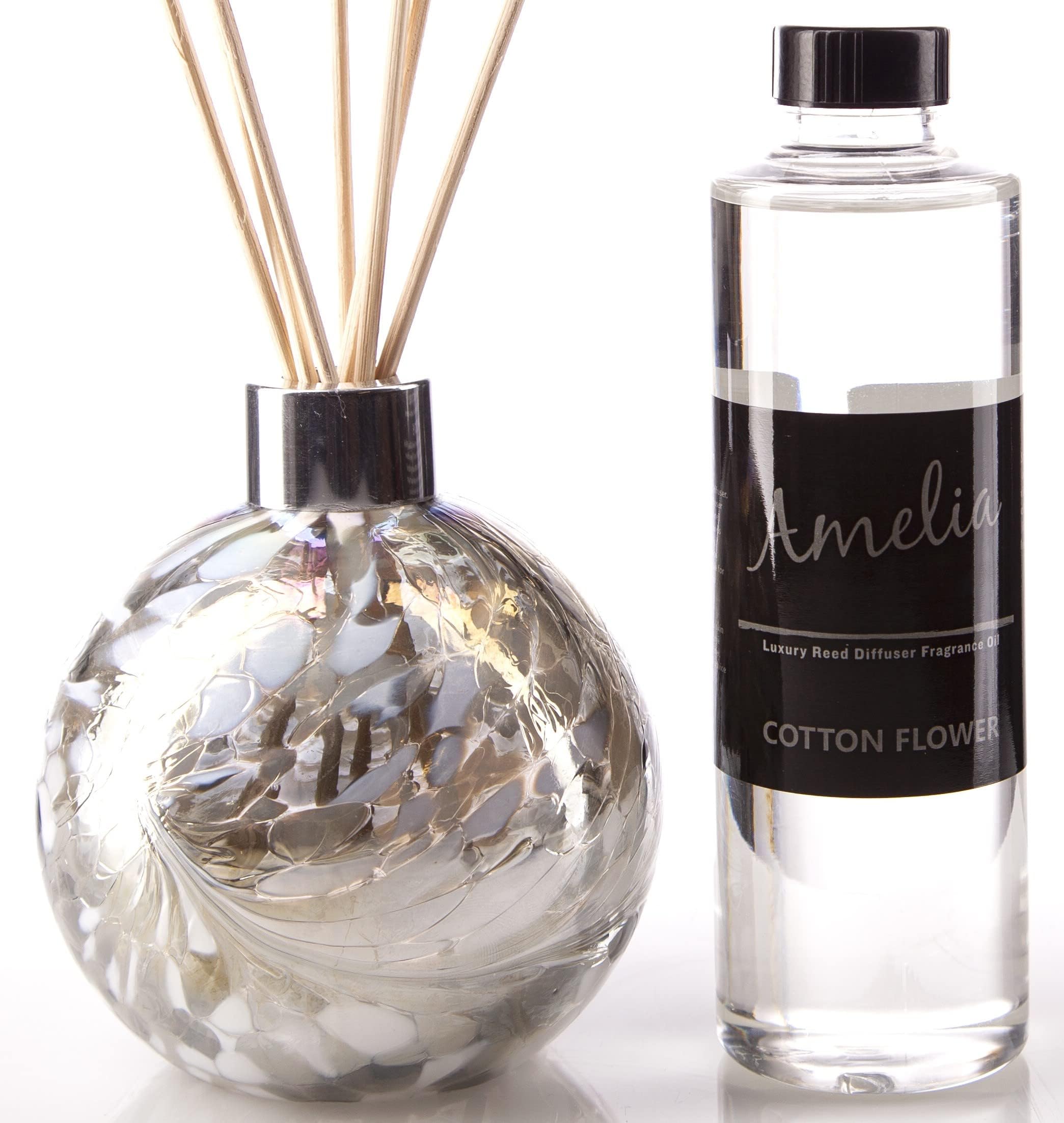 Amelia Art Glass Reed Diffuser Sphere - White., NORMAL, JNS_471513 ...
