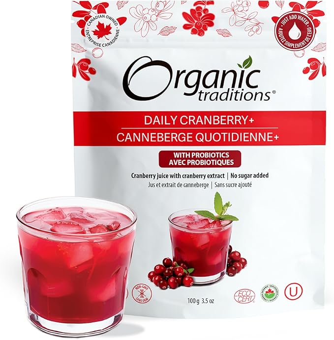 Organic Traditions Daily Cranberry+, Cranberry Powder, Made in Canada ...
