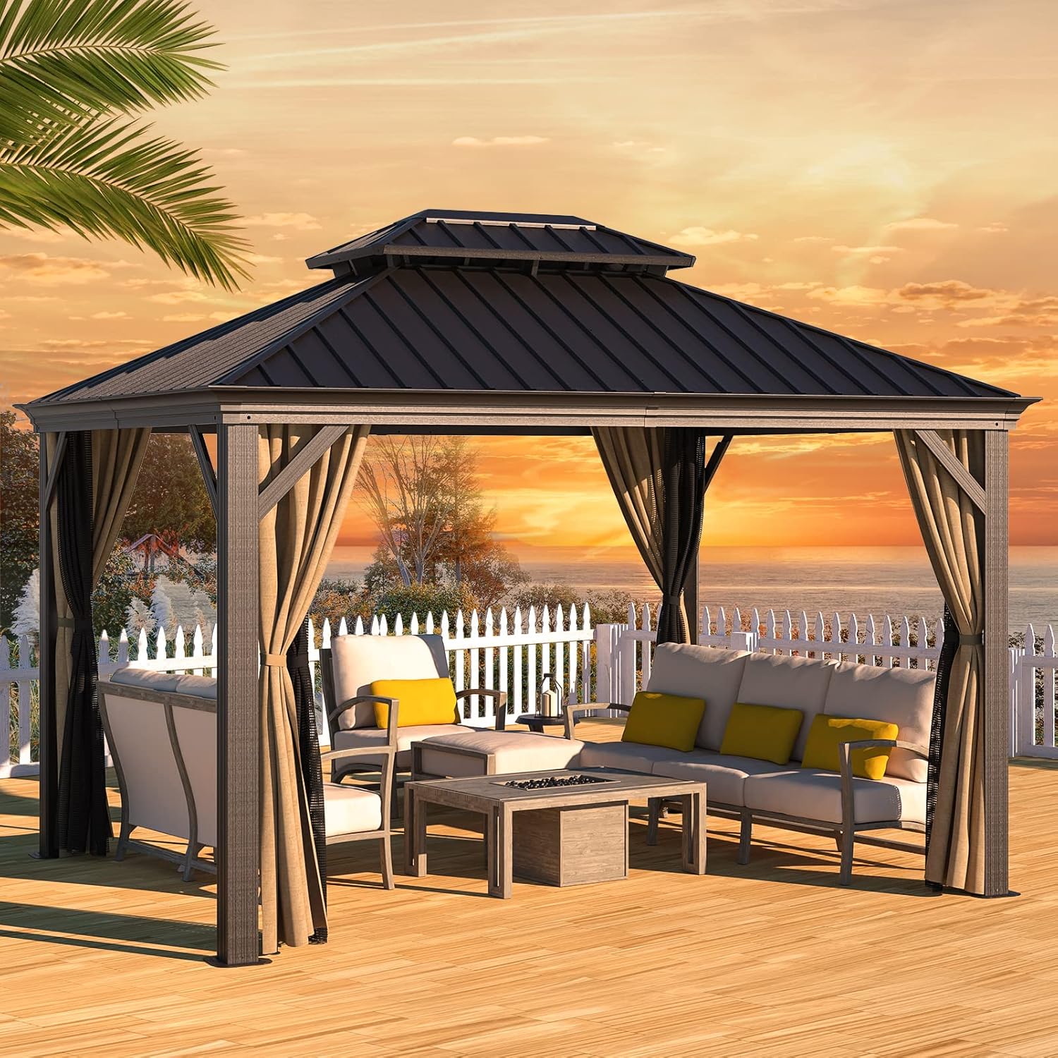 Amazon.com : MOWOX POWER Gazebo 10' x 12' with Mosquito Net and Privacy ...