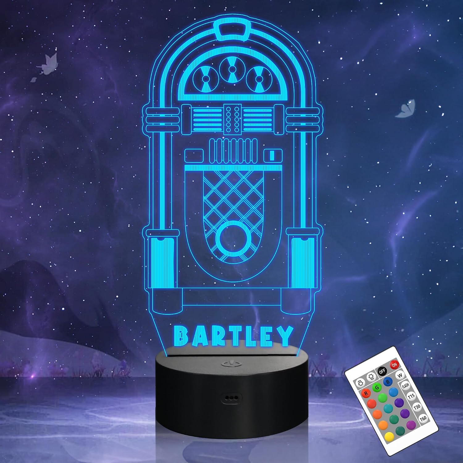 Personalized Music Notes Night Light Lamps with Remote - Custom ...