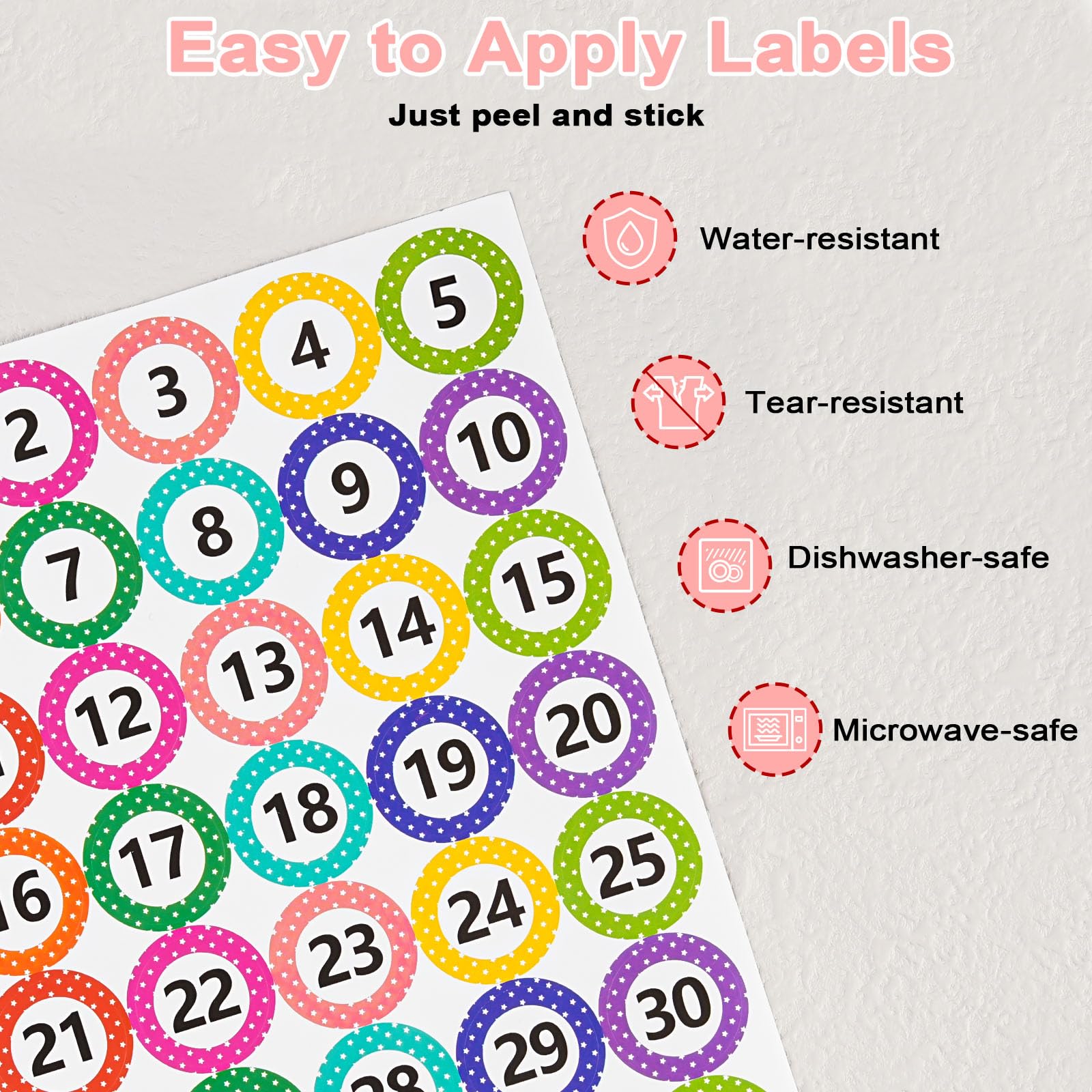 Snapklik.com : 1 Inch Number Stickers 1-40, 24 Sheets Consecutive ...
