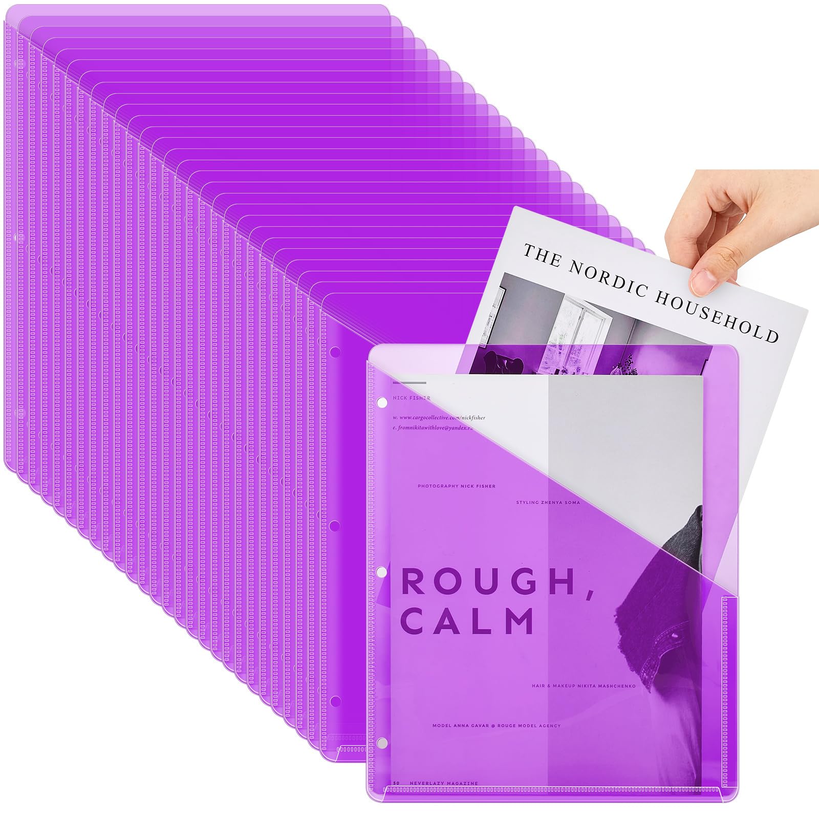 Amazon.com : Seajan 100 Pcs 3 Hole Punch Binder Folders 3 Ring Binder ...