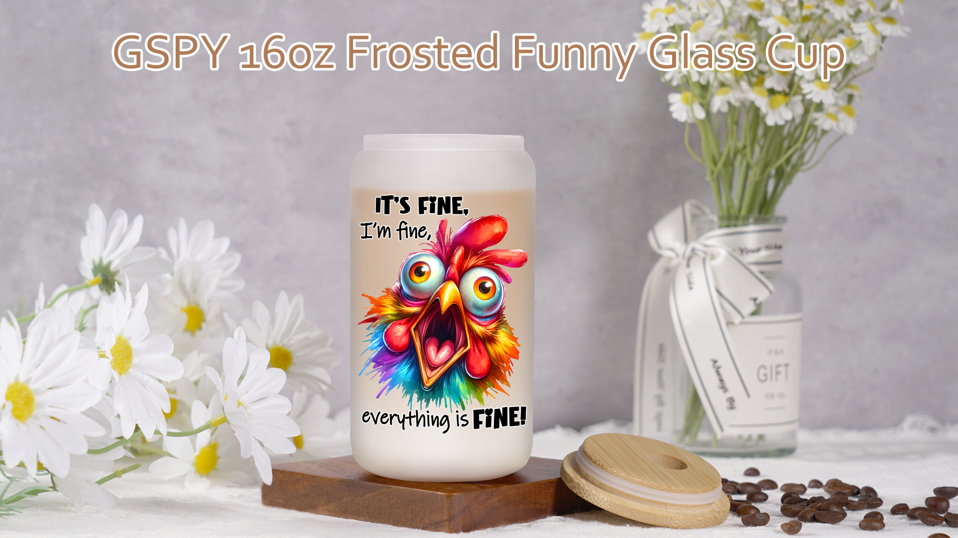 Watch GSPY 16 oz Funny Chicken Glass Cup, Tumbler with Lid & Straw on ...