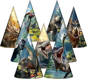 Amazon.com: Gersoniel 24 Pcs Dinosaur Party Hats Dinosaur Birthday ...