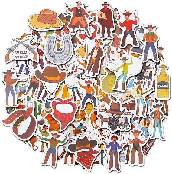 Amazon.com: 100 Pack Cowboy Stickers, Western Cowboy Rodeo Party Favors ...