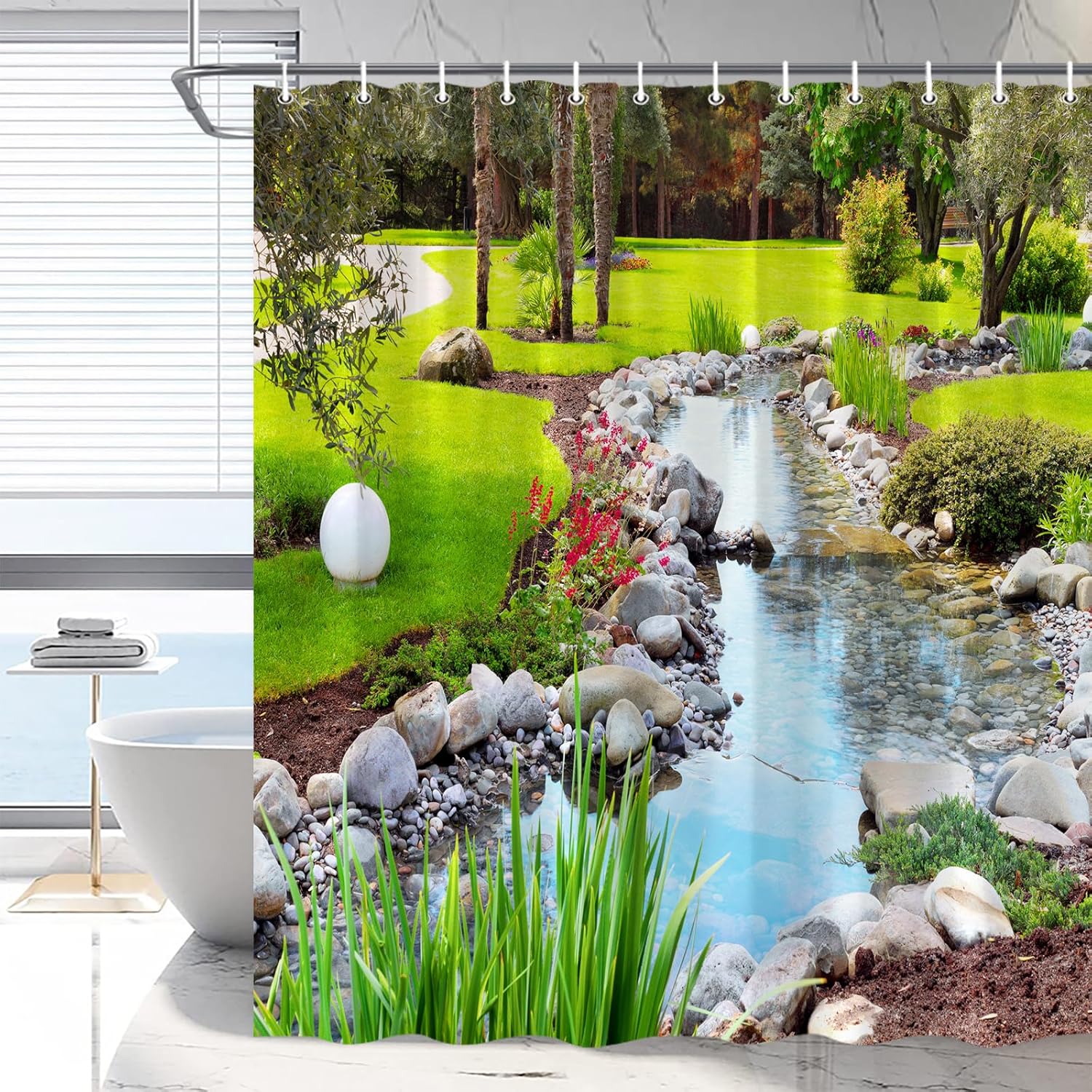 Amazon.com: RDRUVA Spring Garden Shower Curtain Green Plants Colorful ...