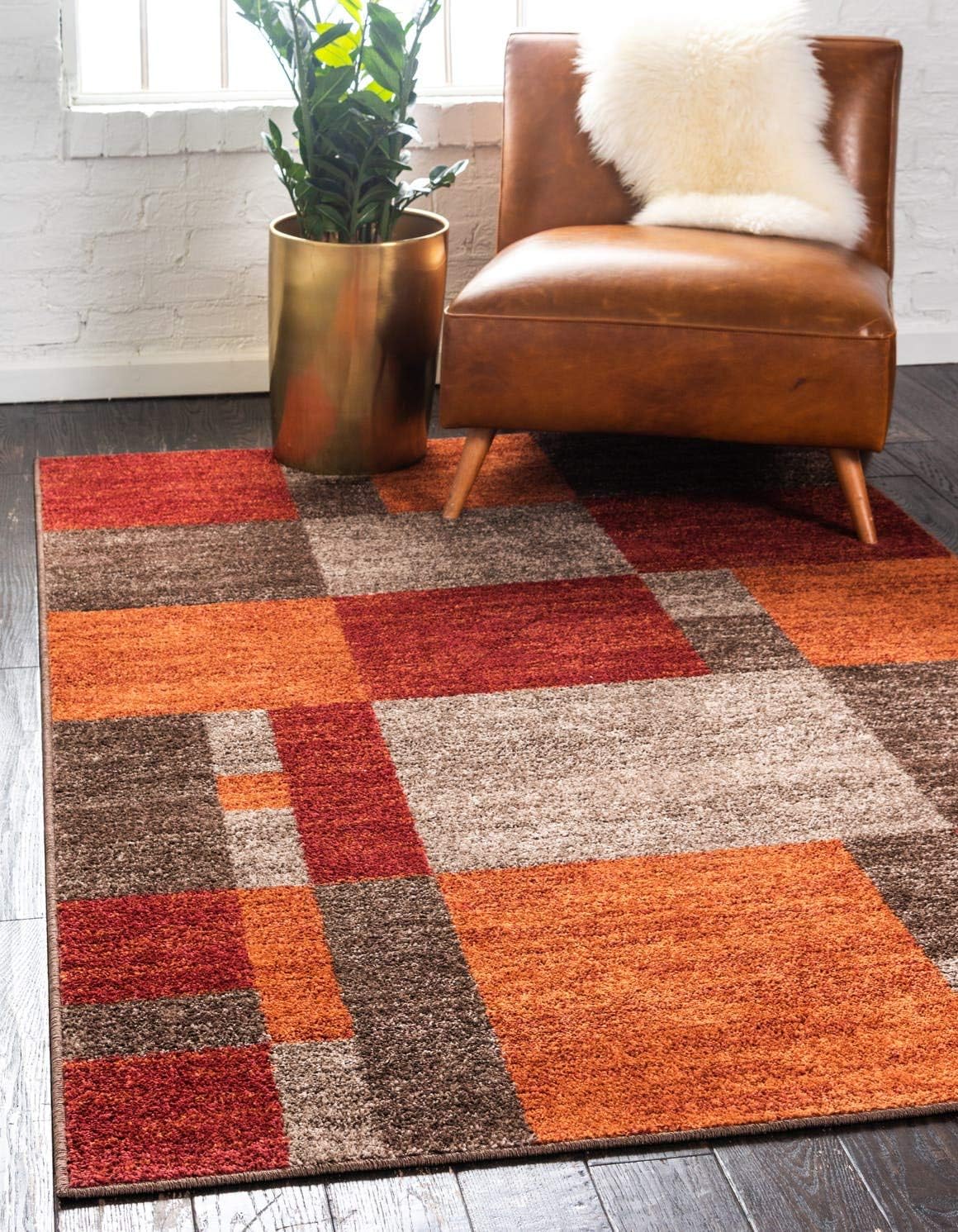 Amazon.com: Violetatelier Home Area Rug, Orange and Grey Paint Splatter ...