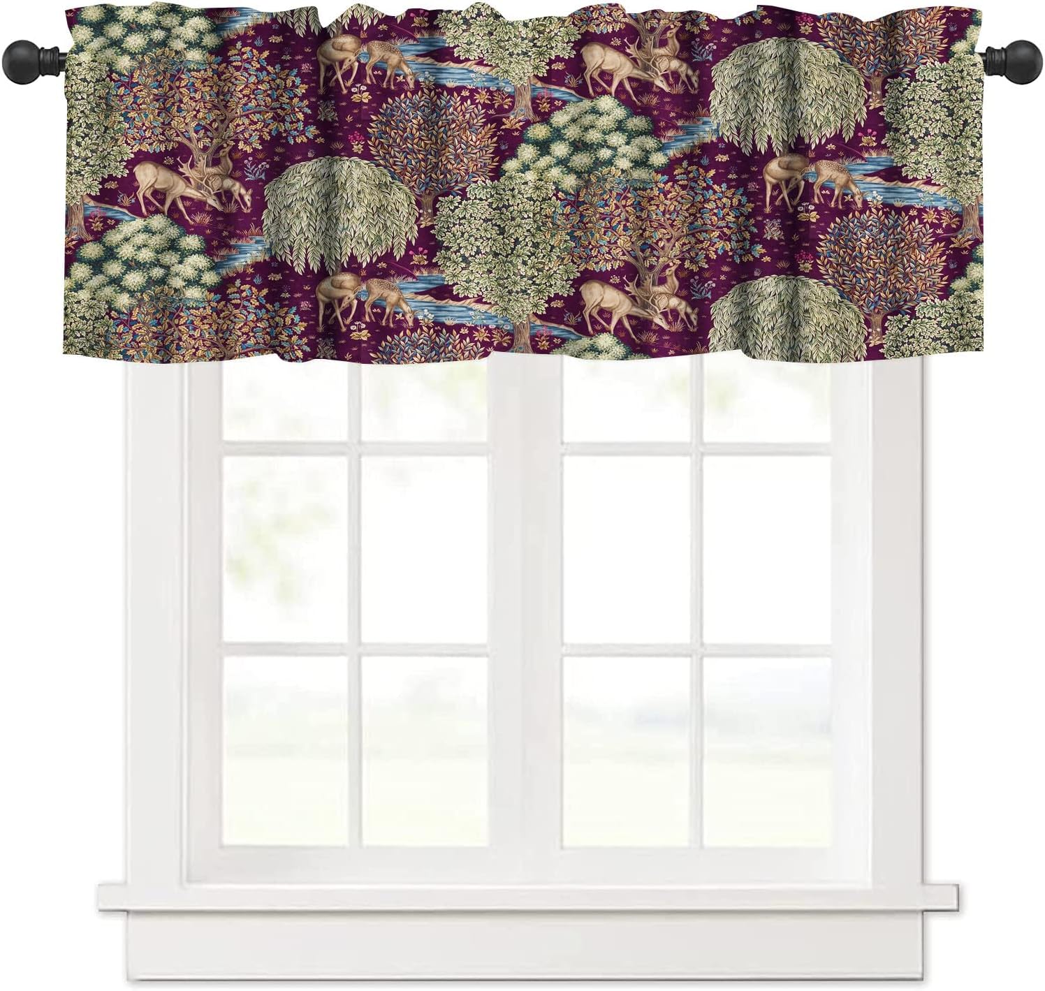 Amazon.com: William Morris Kitchen Valance,Retro Woodland Jungle Forest ...