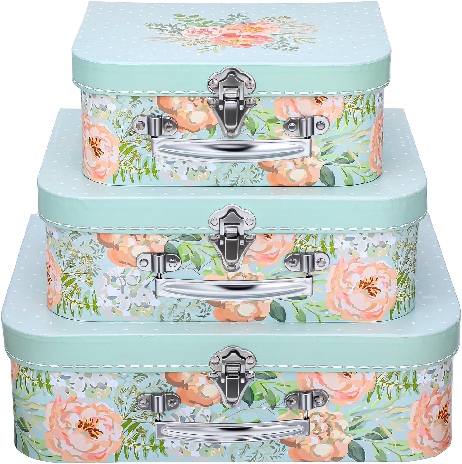 Amazon.com: zisiueel 3 Pack Paperboard Suitcases Storage Box With Lids ...