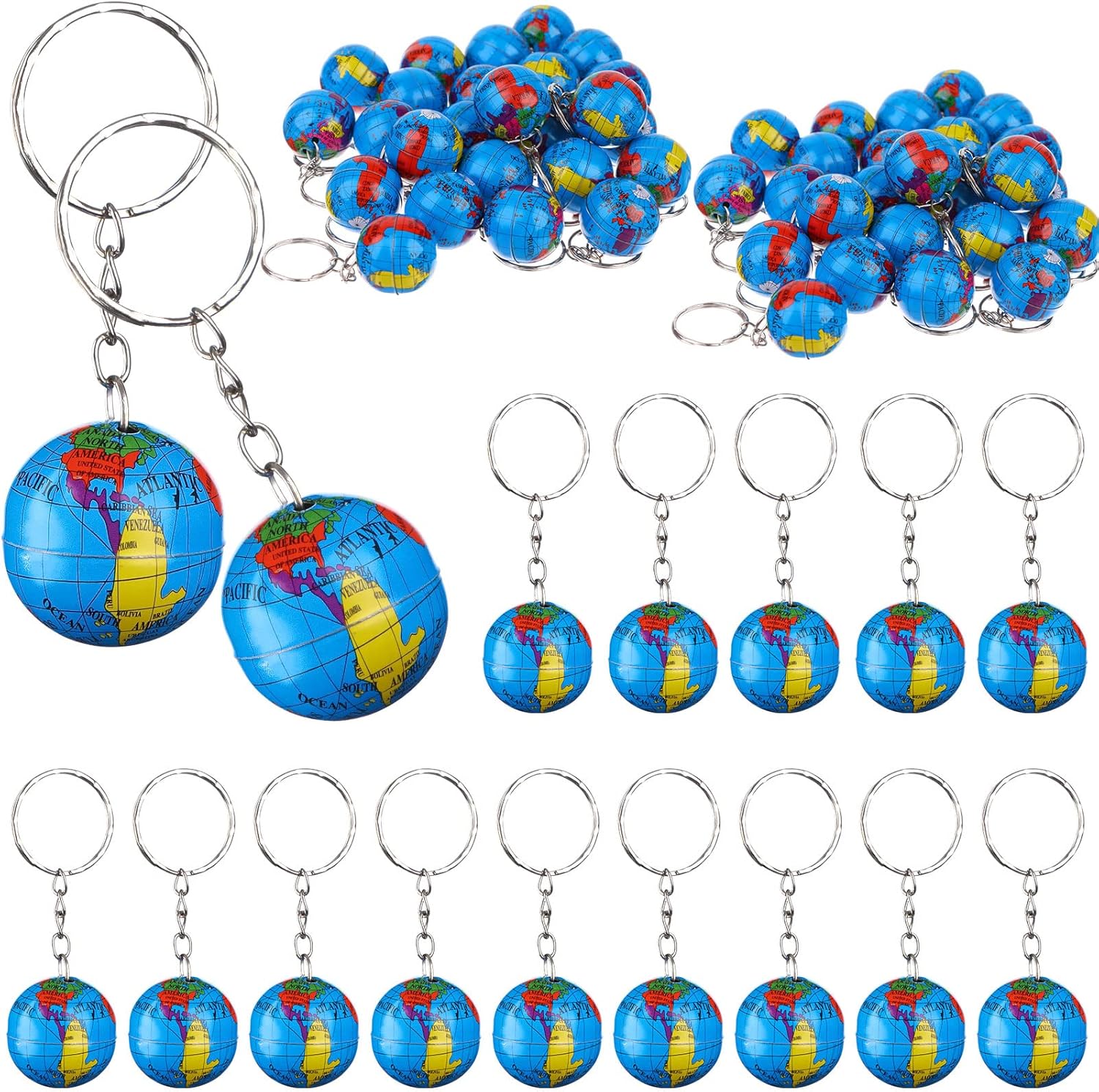 Amazon.com: 1" Globe Keychains Earth Globe Key Chains, 100 Pcs Mini ...