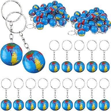 Amazon.com: 1" Globe Keychains Earth Globe Key Chains, 100 Pcs Mini ...