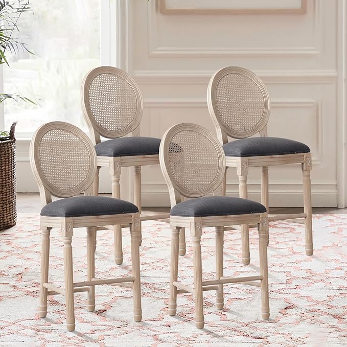 Amazon.com: Lierpit Rattan Counter Height Bar Stools Set of 4, 26 ...