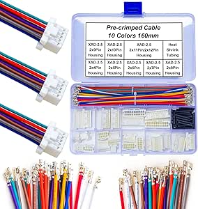 Amazon.com: Kidisoii JST Connector Kit,JST 2.54 JST-XAD Dual Row 2.54mm 2x4P 2x5P 2x6P 2x7P 2x8P ...